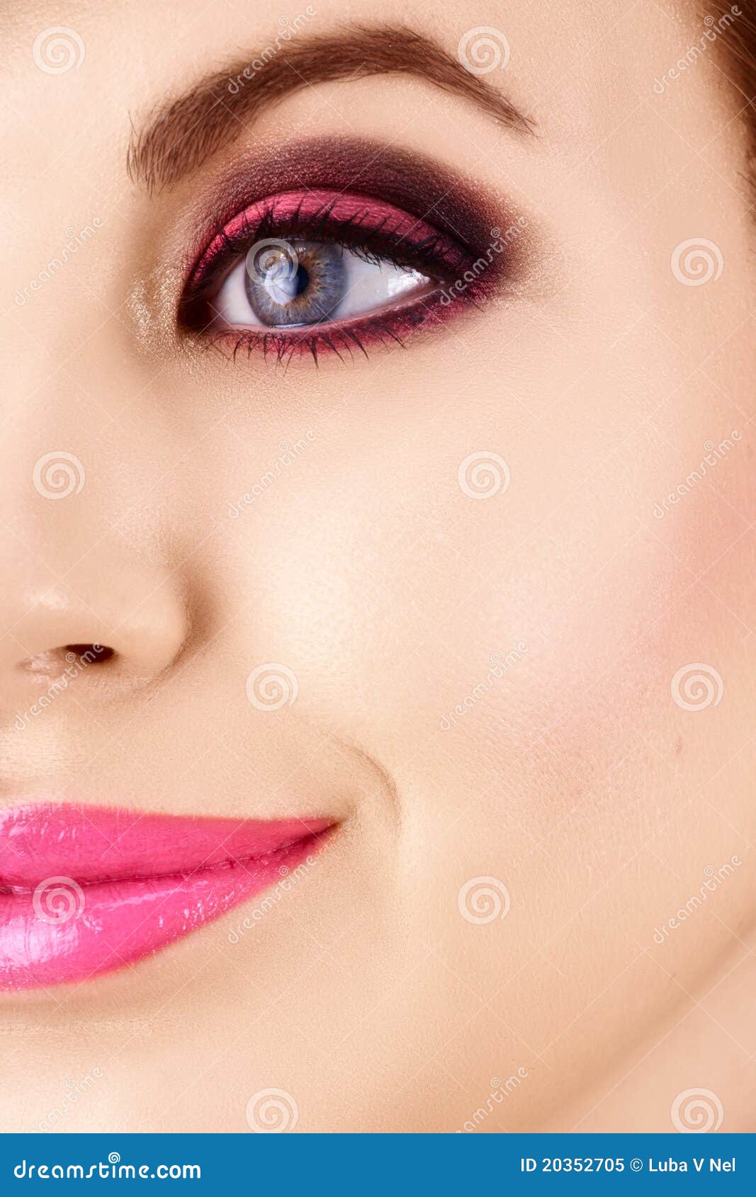 Beautiful Woman with Pink Makeup Stock Image - Image of makeup, lips ...