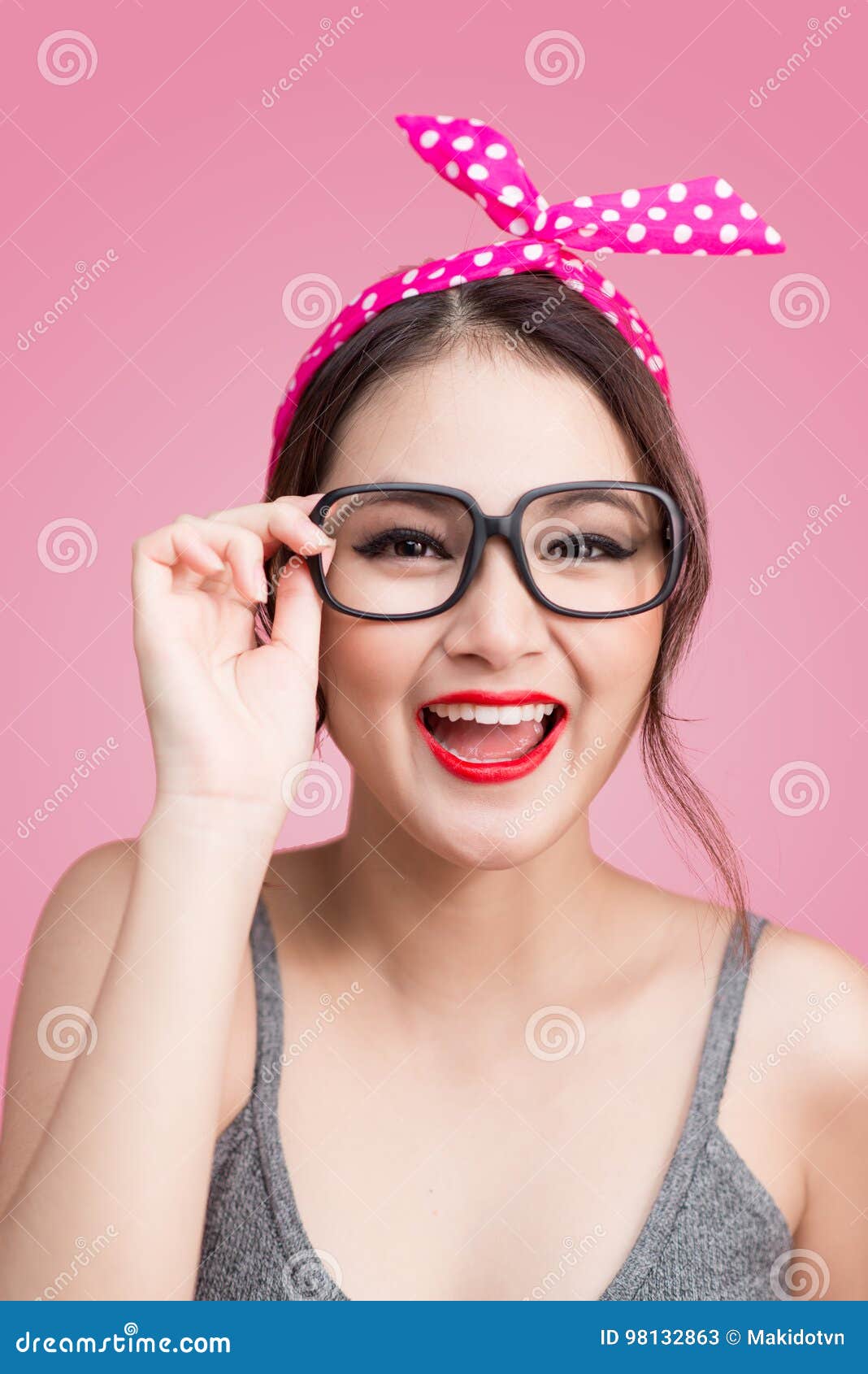 Beautiful Woman Pinup Style Portrait Asian Woman Stock Image Image