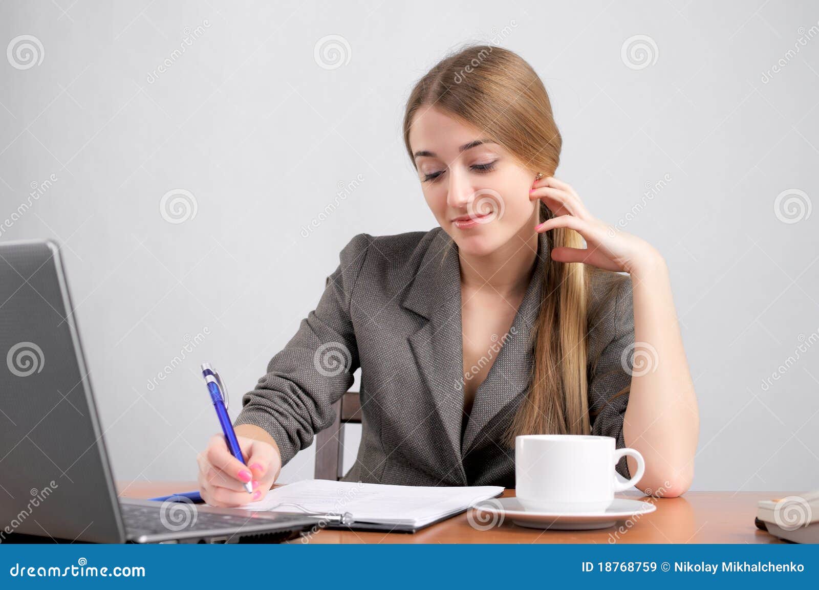 Beautiful Woman Planning Work Stock Image - Image of notebook, document ...