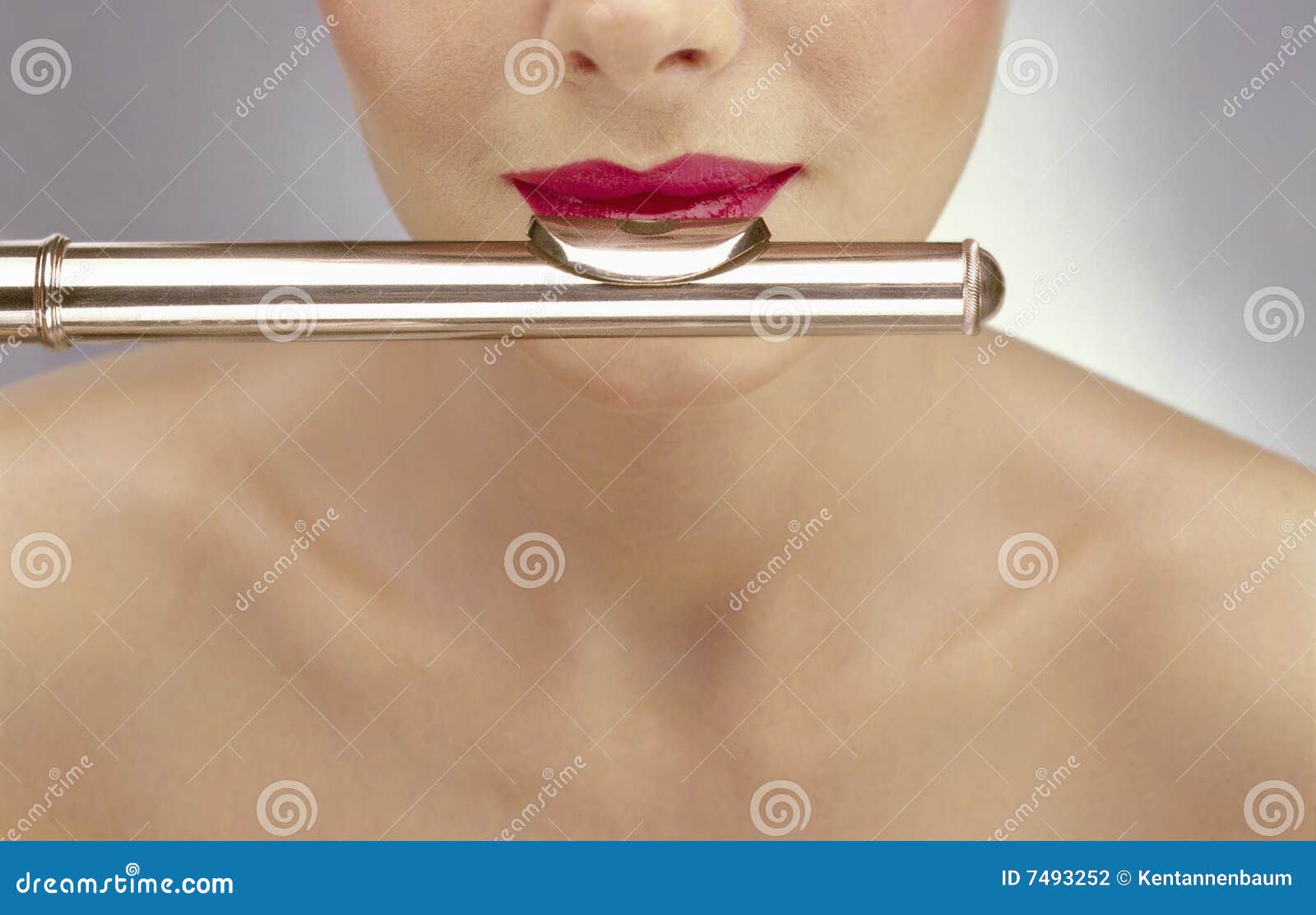 Beautiful Woman Playing Flute Stock Photo - Image of playing, silver ...