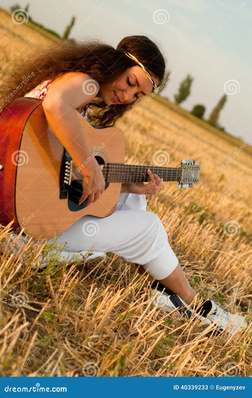 Beautiful Woman Playing Gitar Stock Image - Image of musician, woman ...