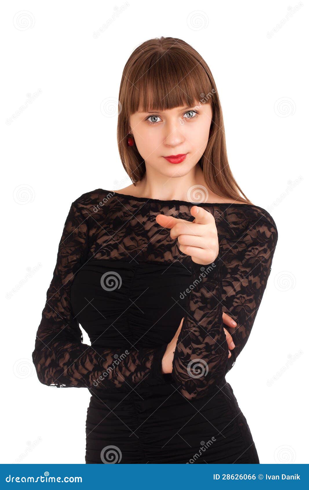 Beautiful Woman Pointing at You Stock Photo - Image of dress, beautiful ...