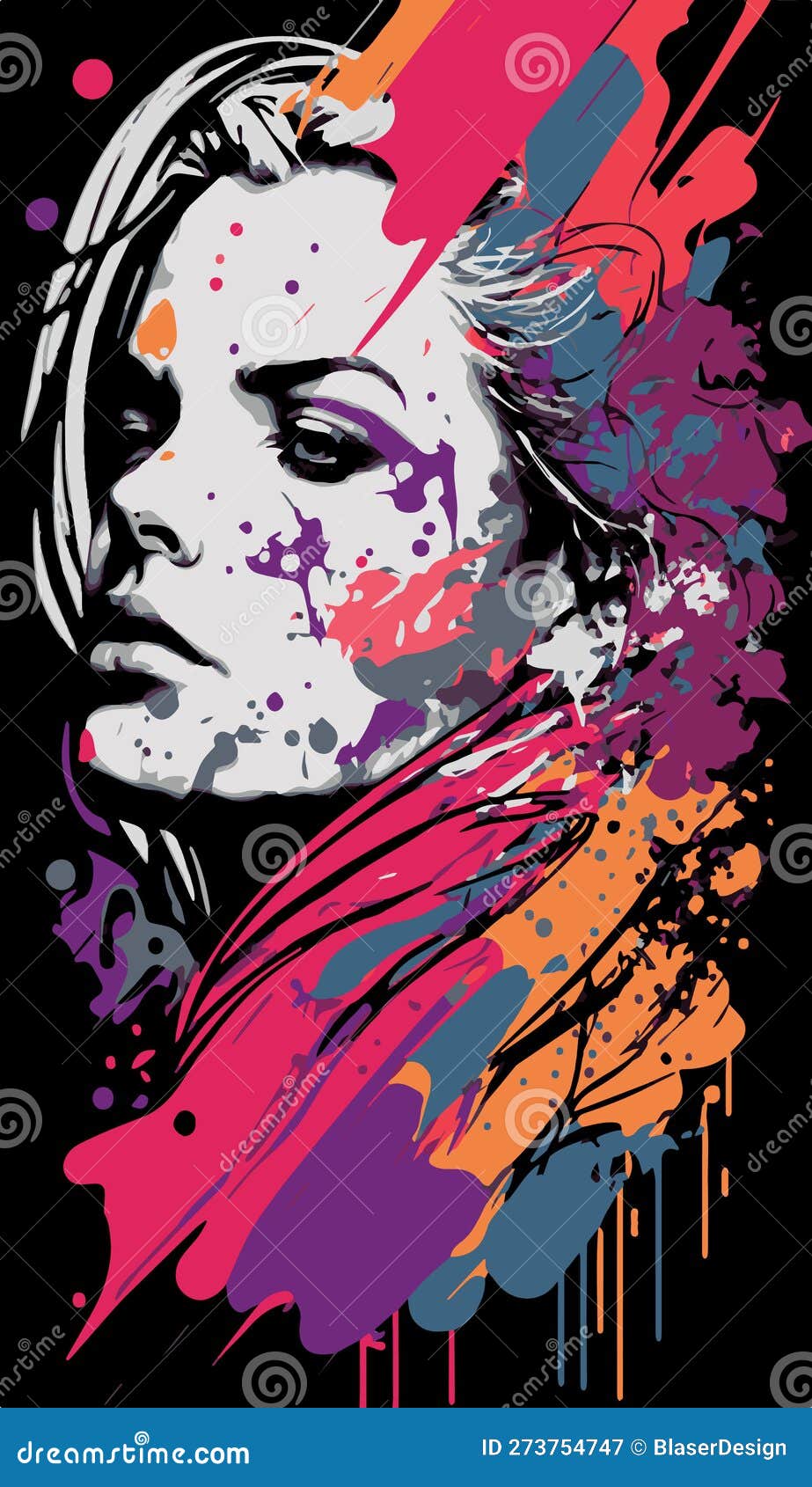 Beautiful Woman Pop Art Poster Vector Style Portrait Of Beauty And