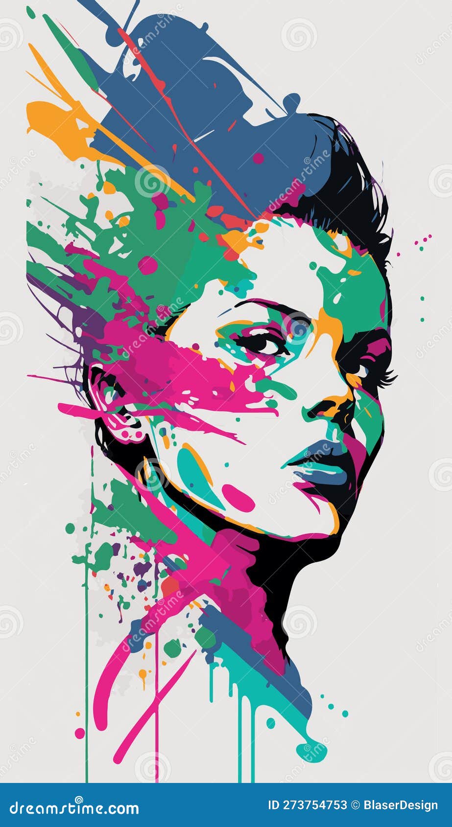 Beautiful Woman Pop Art Poster Vector Style Portrait Of Beauty And