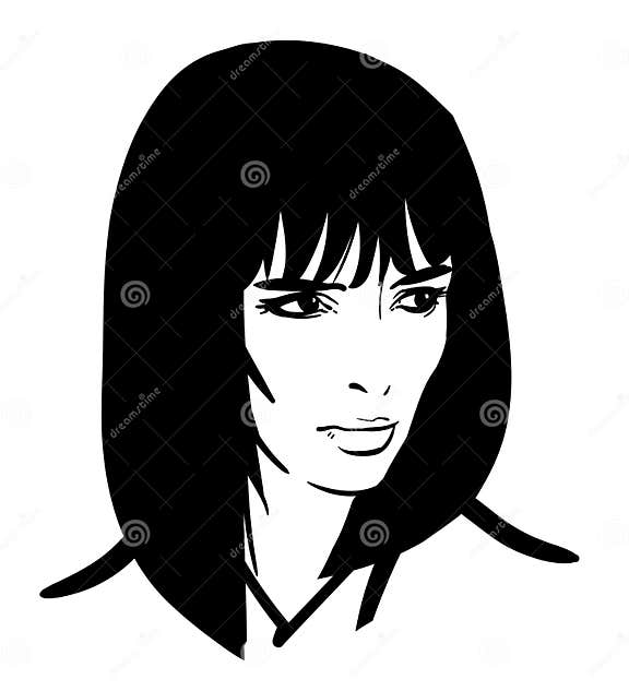 Beautiful Woman Portrait Bob Hairstyle Black And White Style