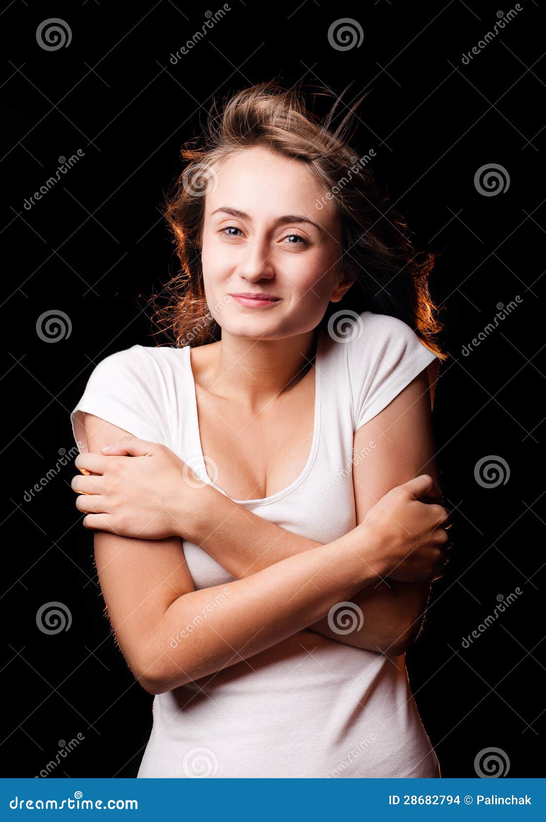 Beautiful Woman Portrait with Cold Wind Stock Photo - Image of portrait ...