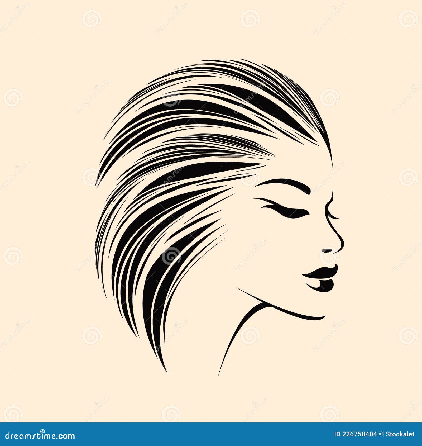 Beautiful Woman Portrait Elegant Modern Haircut And Makeup Stock