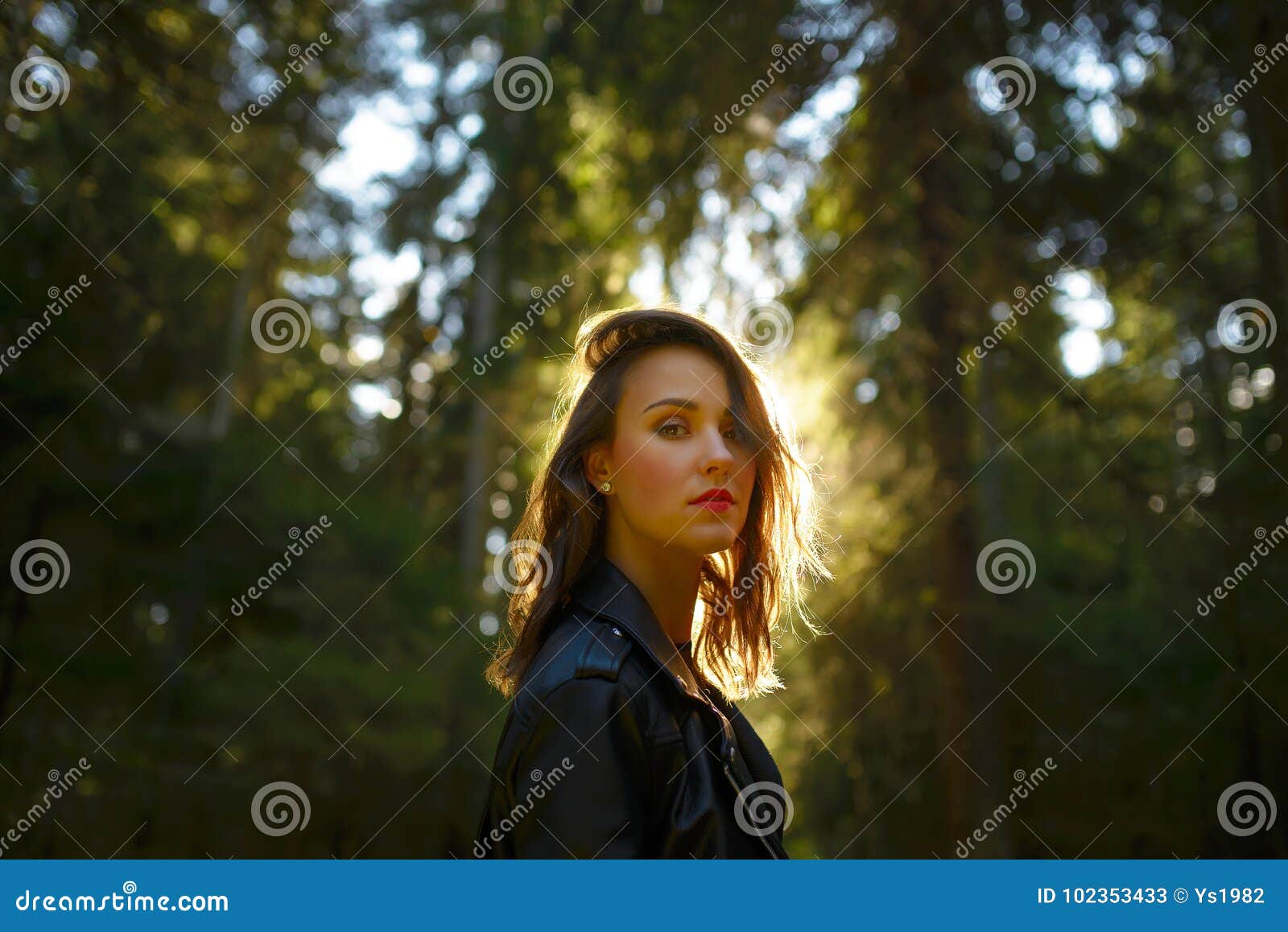 Beautiful Woman Portrait in a Forest Stock Image - Image of daylight ...