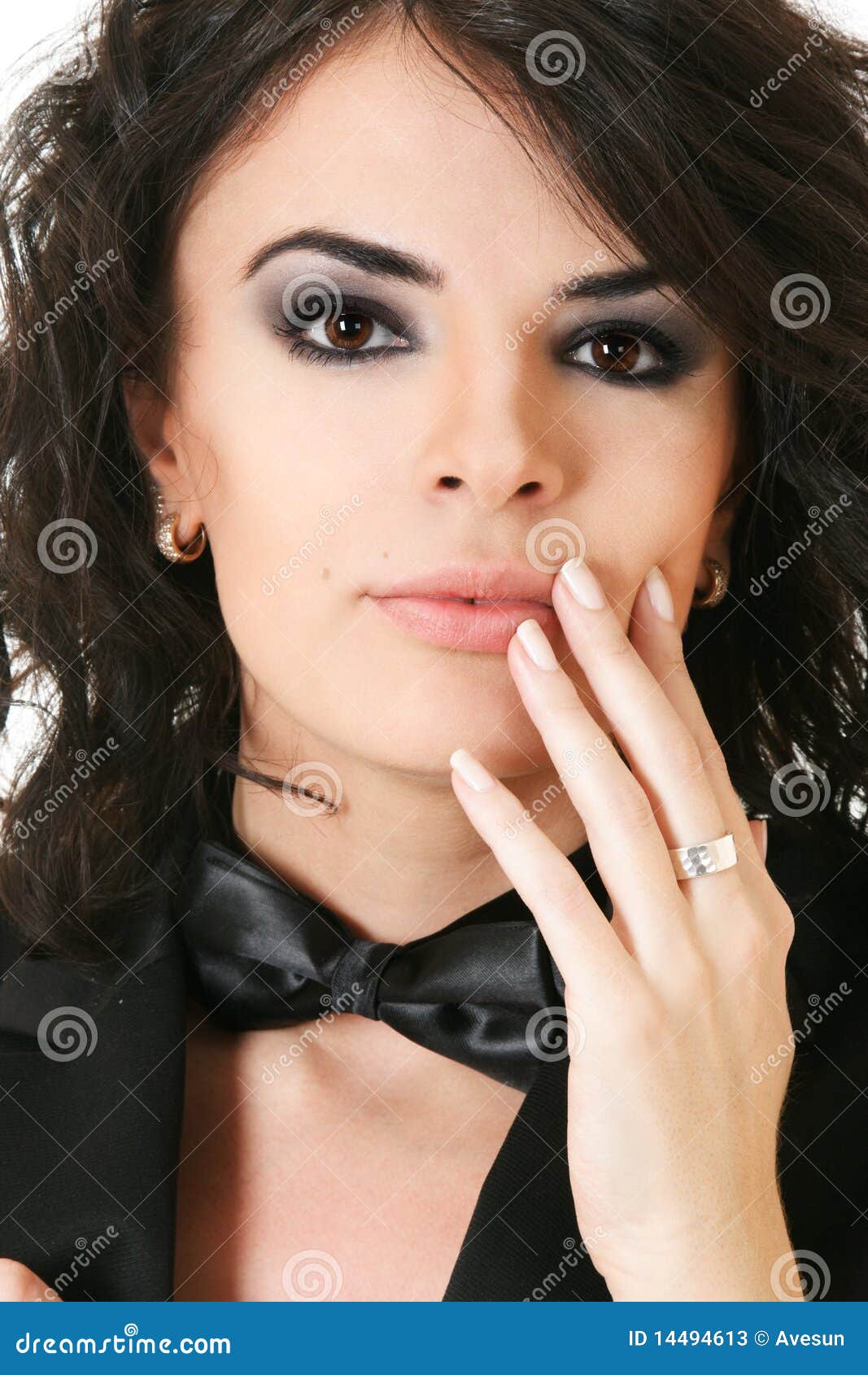 Beautiful Woman Portrait with Hand Stock Image - Image of elegant ...