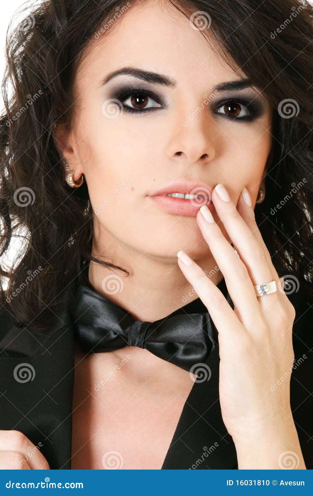Beautiful Woman Portrait with Hand Stock Photo - Image of chick ...