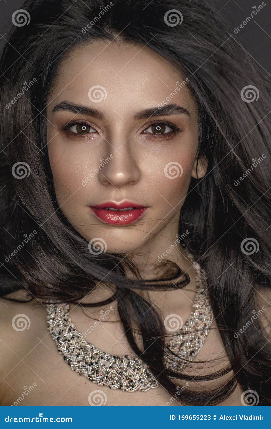 Beautiful Woman Portrait in Studio Stock Image - Image of black ...