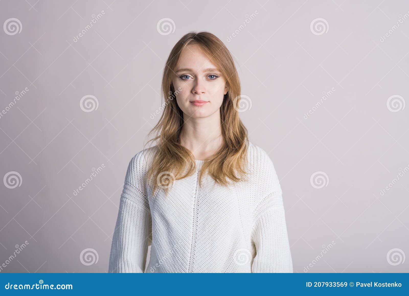 Beautiful Woman Portrait on White Background in Studio. Stock Image ...