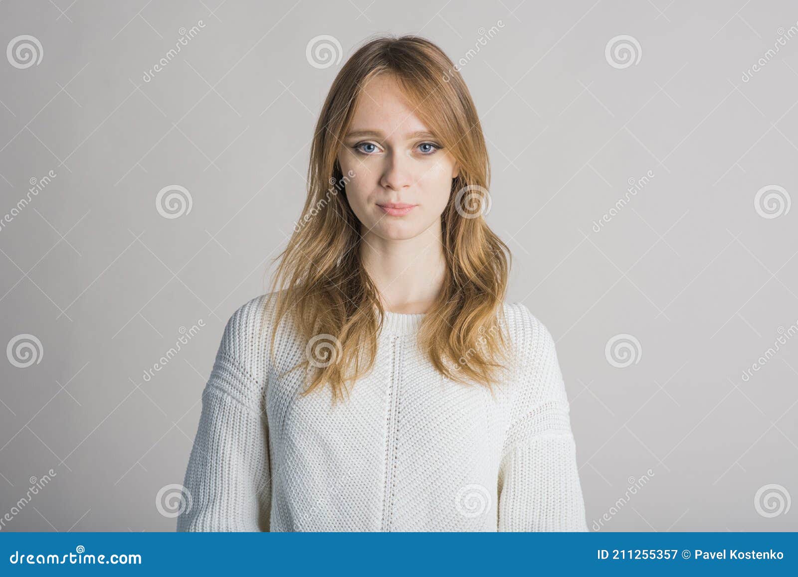 Beautiful Woman Portrait on White Background in Studio. Stock Image ...