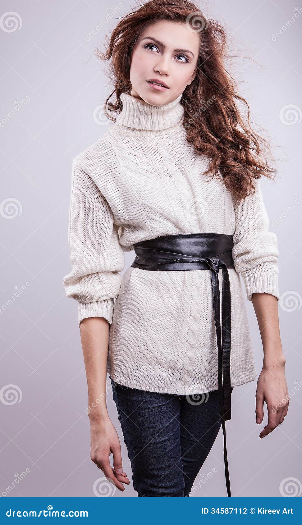 Beautiful Woman Pose in Studio. Stock Photo - Image of clothing ...