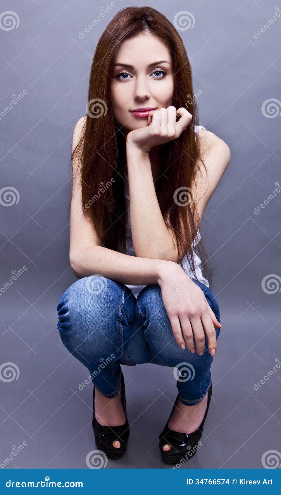 Beautiful Woman Pose in Studio. Stock Photo - Image of makeup, desire ...