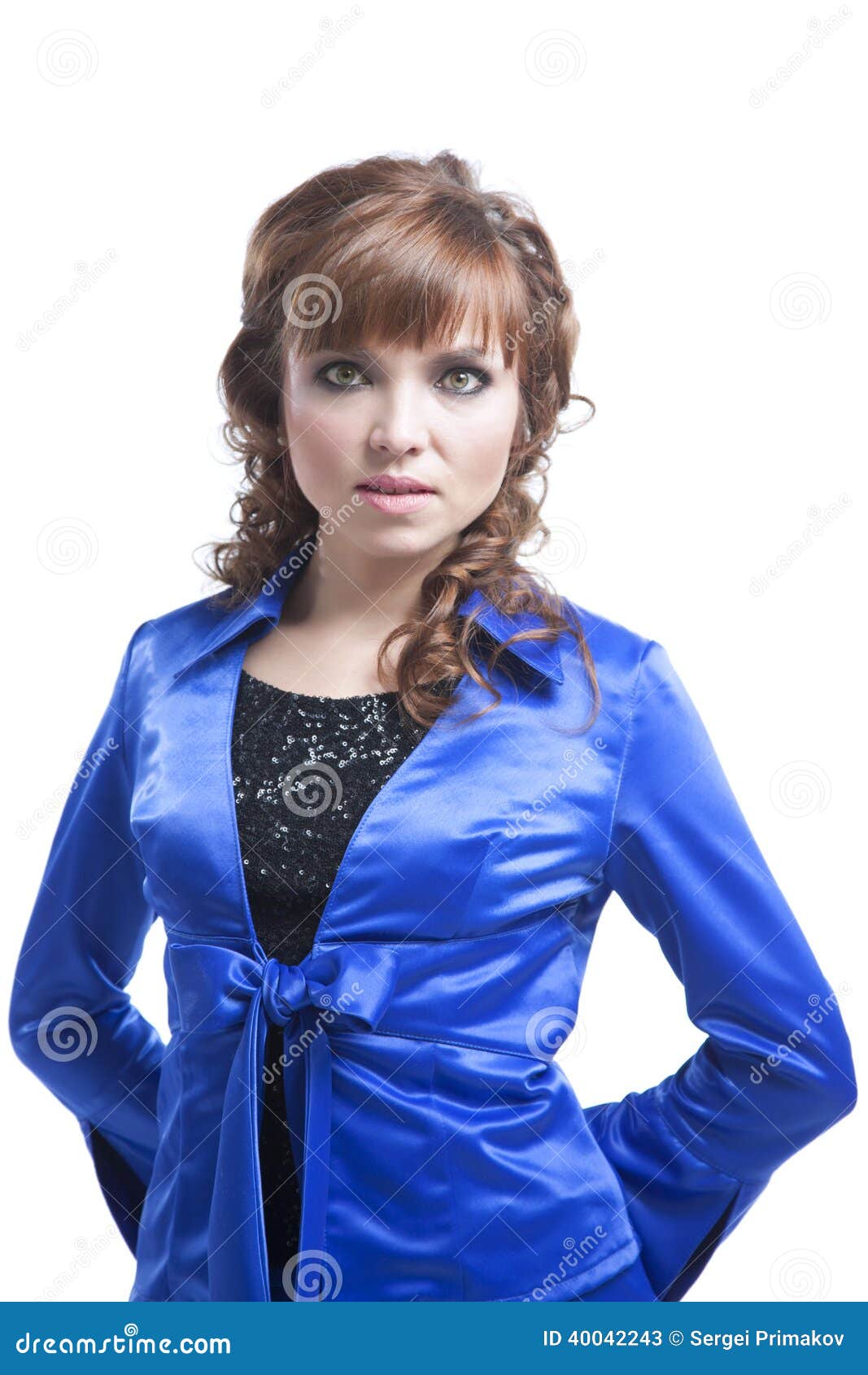 Beautiful Woman Posing in a Blue Suit Stock Image - Image of elegant ...