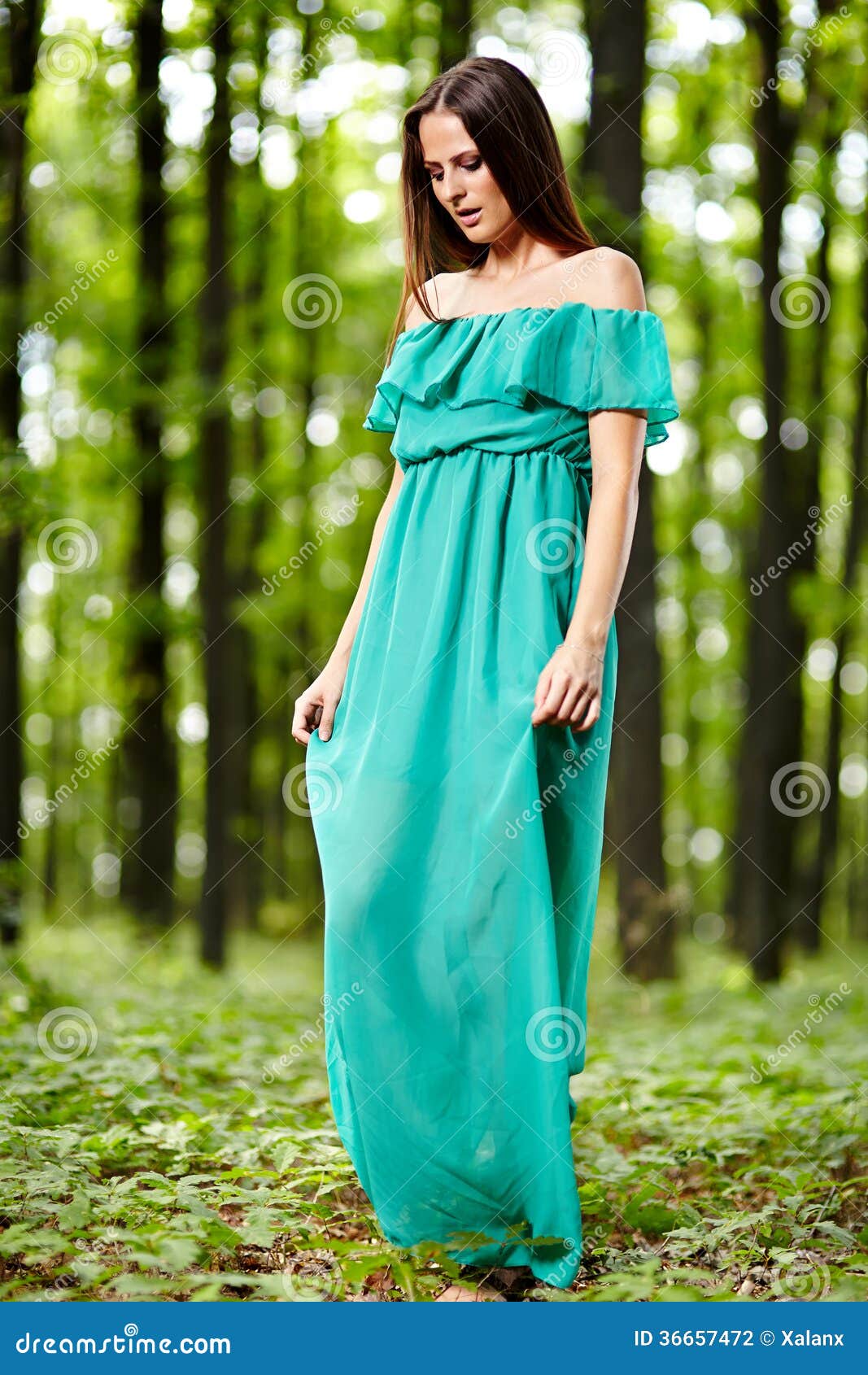 Beautiful Woman Posing in a Forest Stock Photo - Image of natural ...