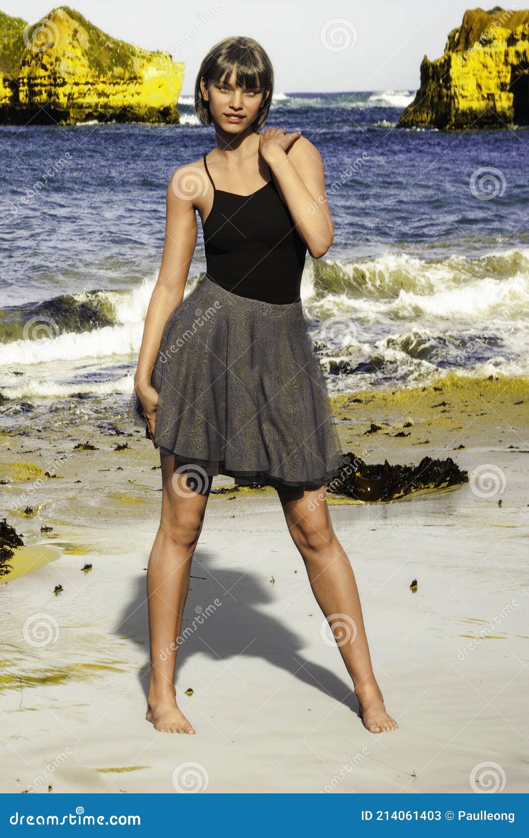 Beautiful Woman Posing. Person in the Image is Computer Generated by 3D ...