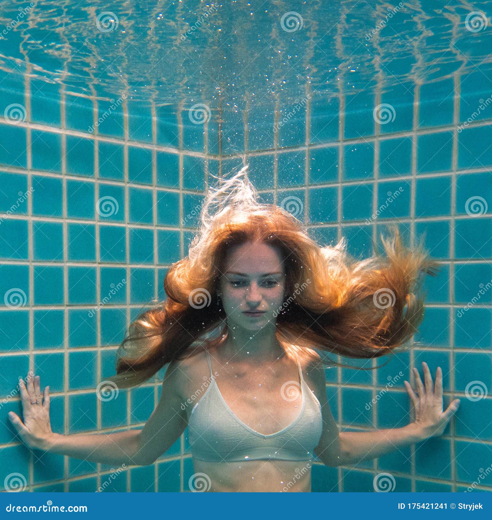 Beautiful Woman Posing Underwater In Bikini Stock Image Image Of