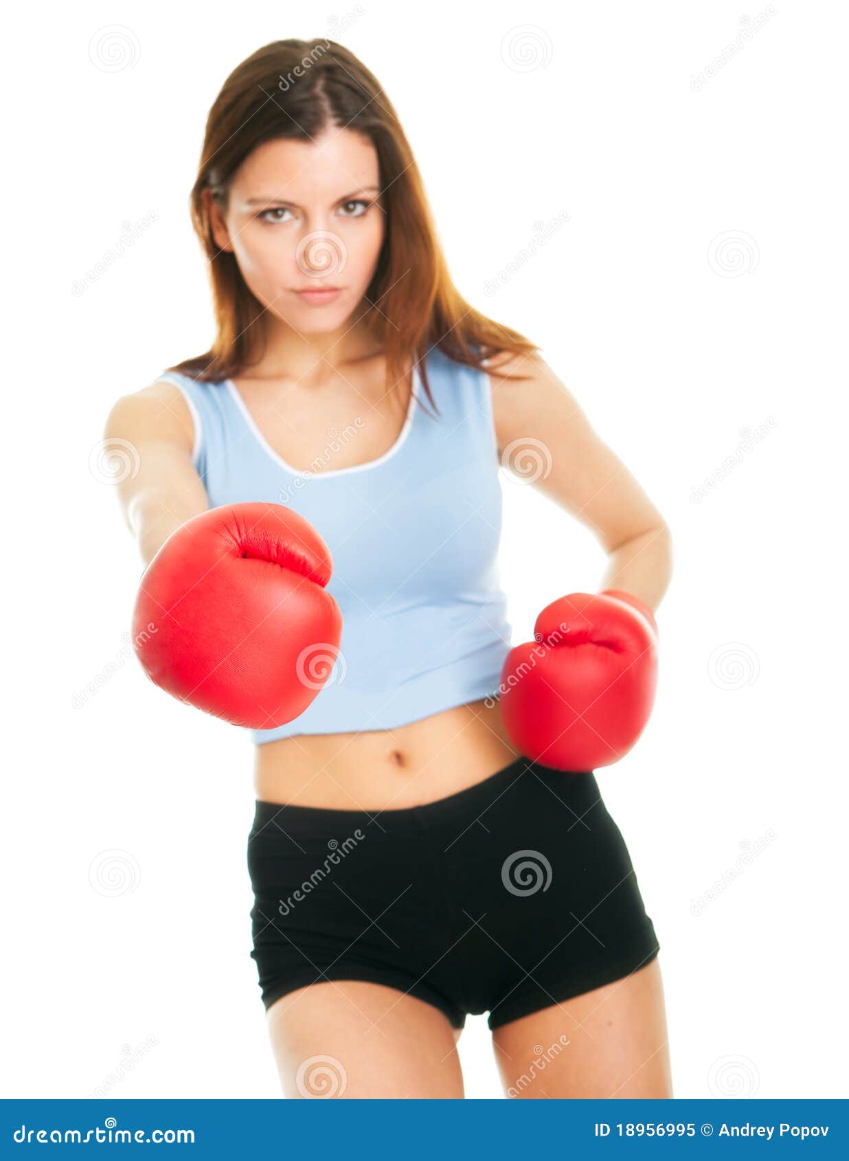 Beautiful Woman Practicing Boxing Stock Image - Image of background ...