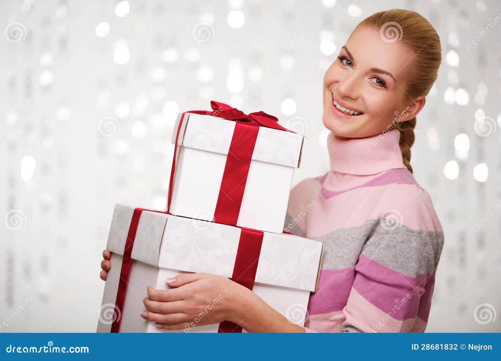 Beautiful Woman with Presents Stock Photo - Image of holding, love ...