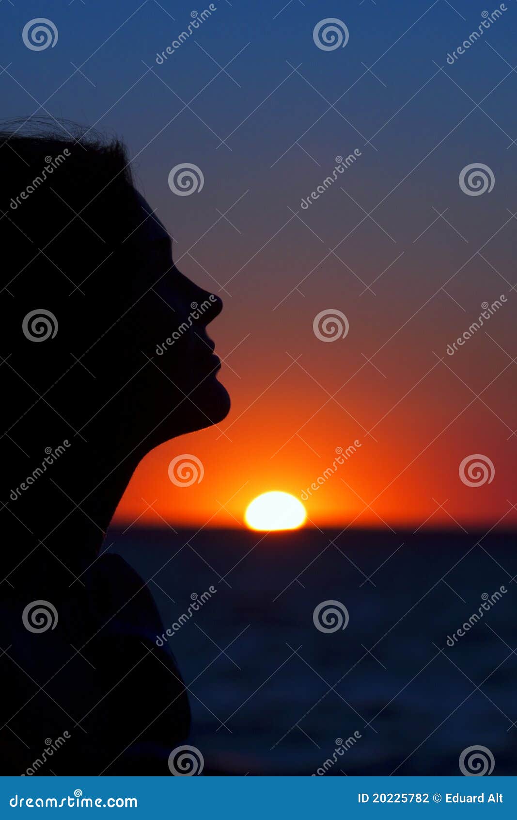 A Beautiful Woman Profile Against the Sunset Stock Photo - Image of ...
