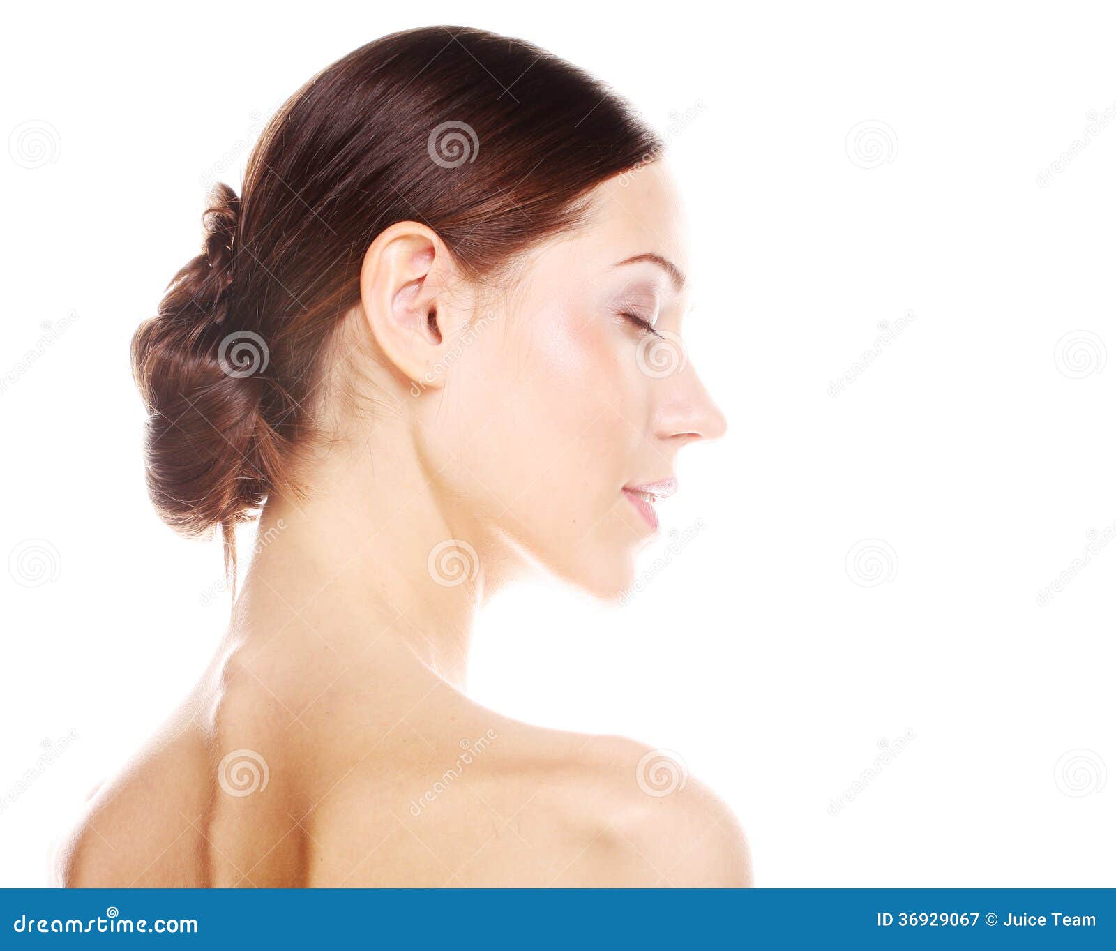 Beautiful Woman Profile on White Stock Image - Image of cosmetic ...