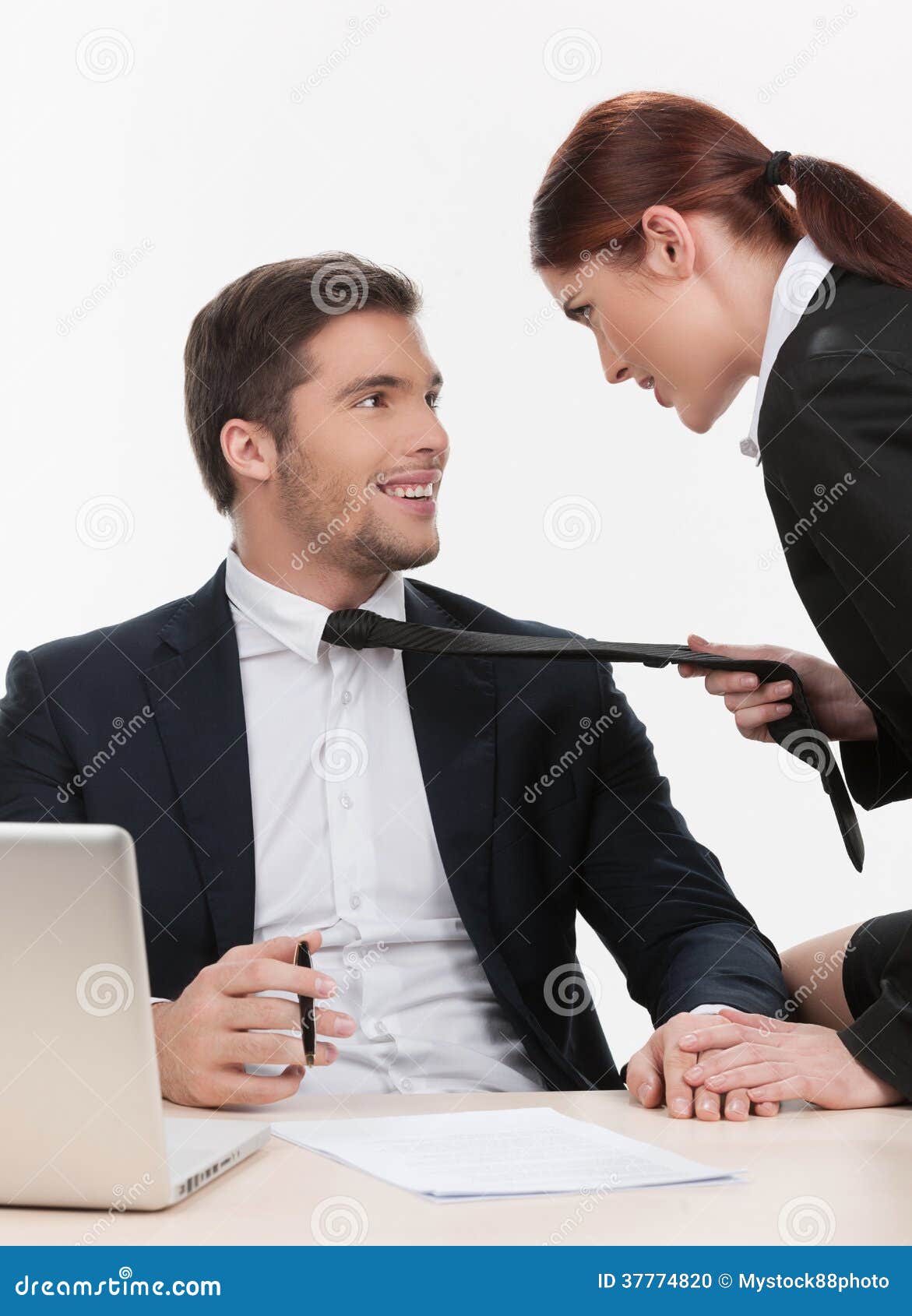 Beautiful Woman Pulling Man by Tie. Stock Photo - Image of beautiful ...