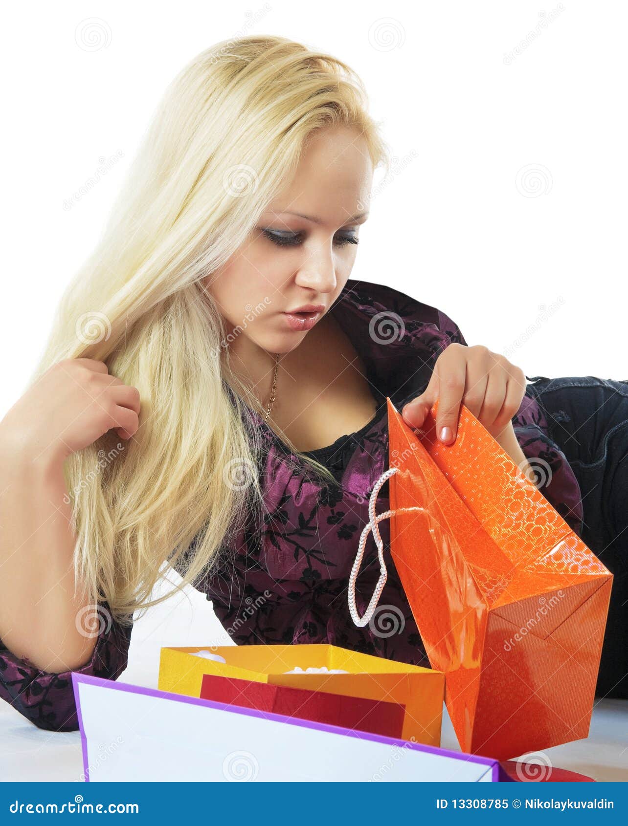 Beautiful Woman with Purchases Stock Image - Image of looking ...