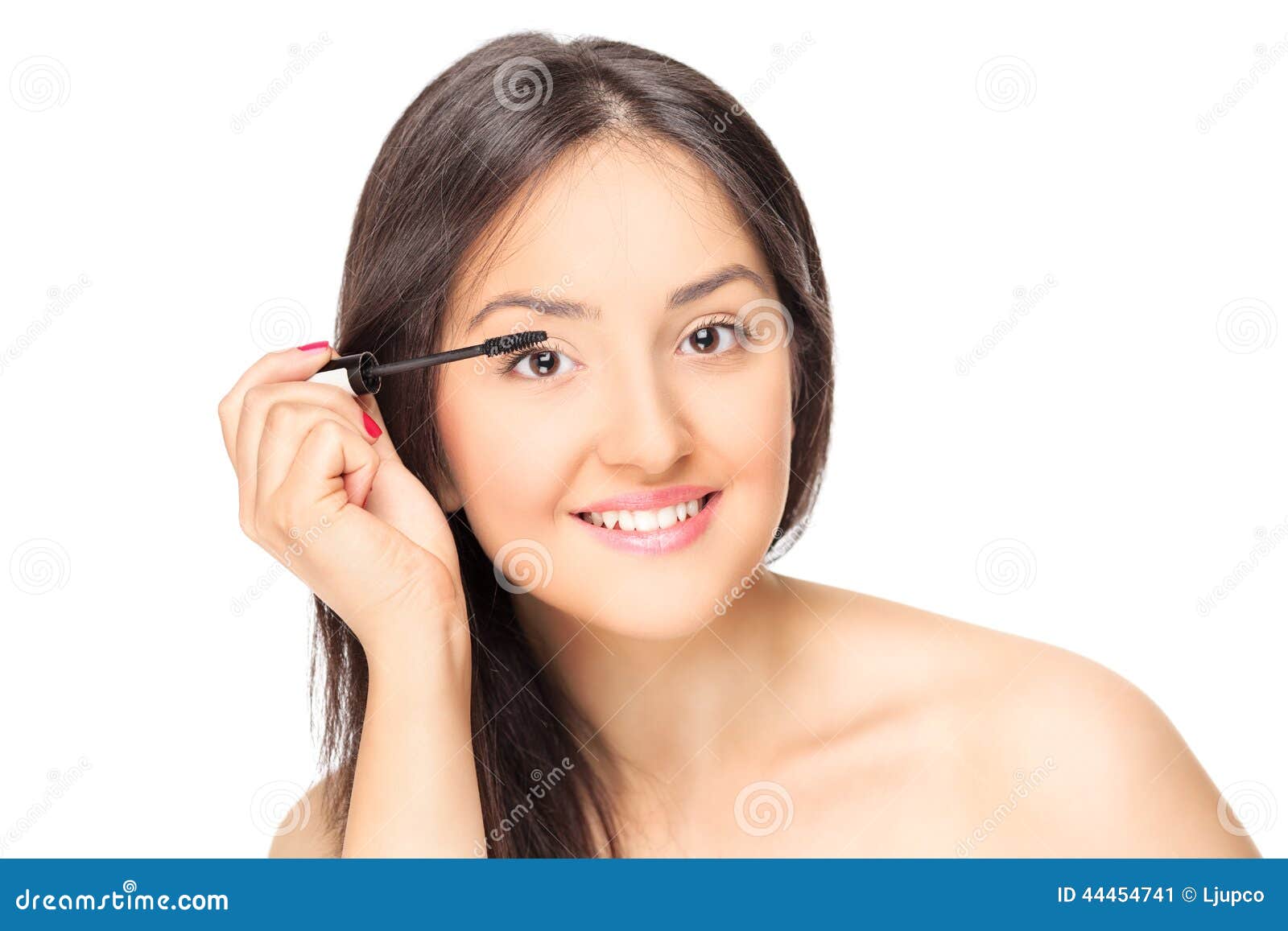 Beautiful Woman Putting on Make-up Stock Image - Image of confident ...