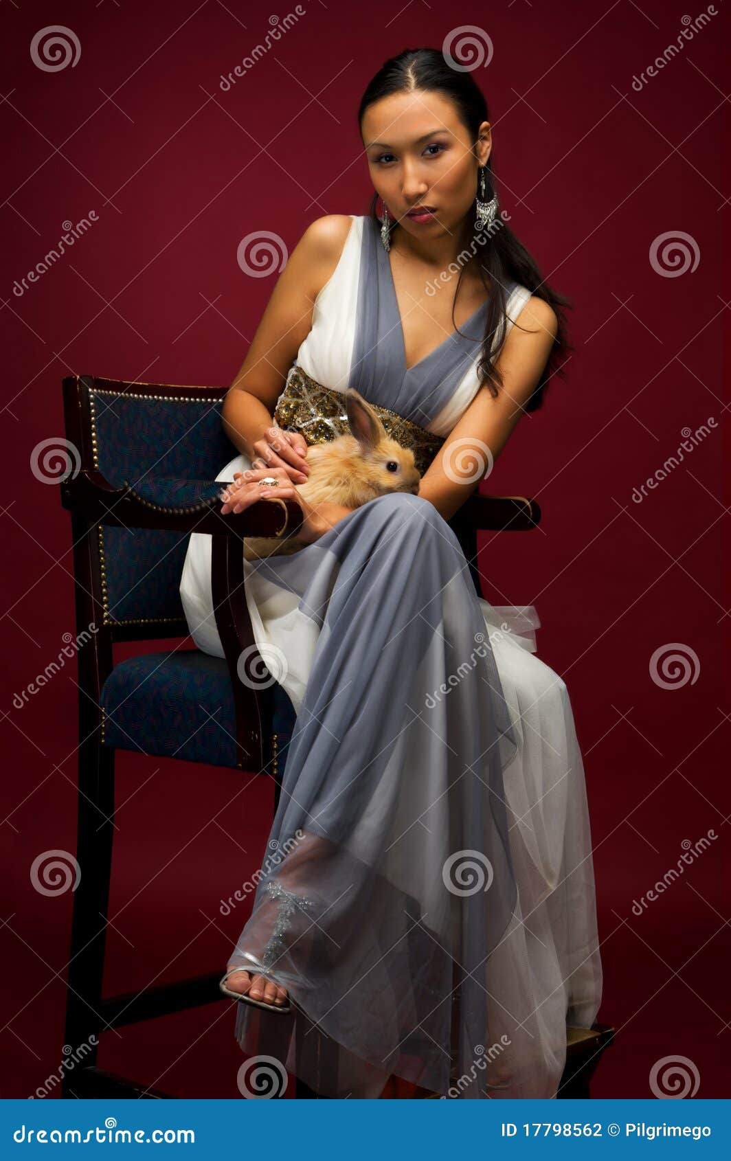 Beautiful Woman with Rabbit Stock Photo - Image of attractive, fine ...