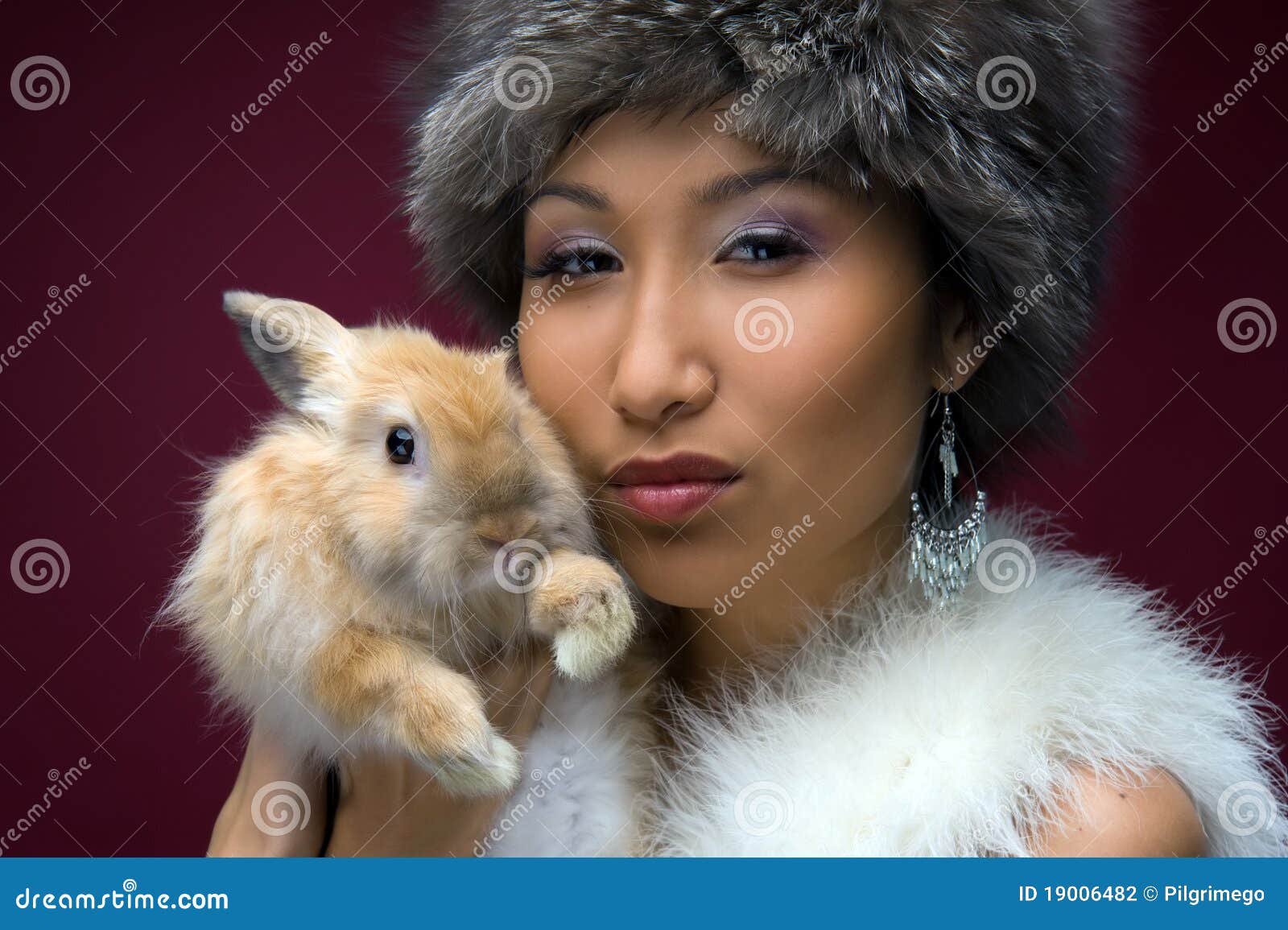 Beautiful Woman with Rabbit Stock Photo - Image of attractive ...
