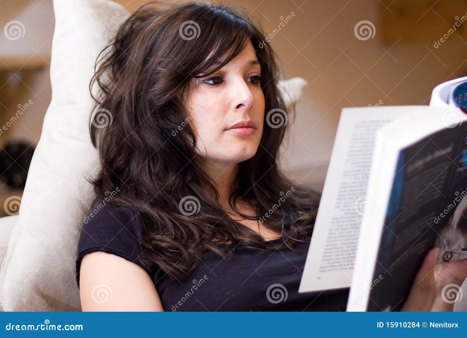 Beautiful Woman Reading a Book Stock Photo - Image of lovely, page ...