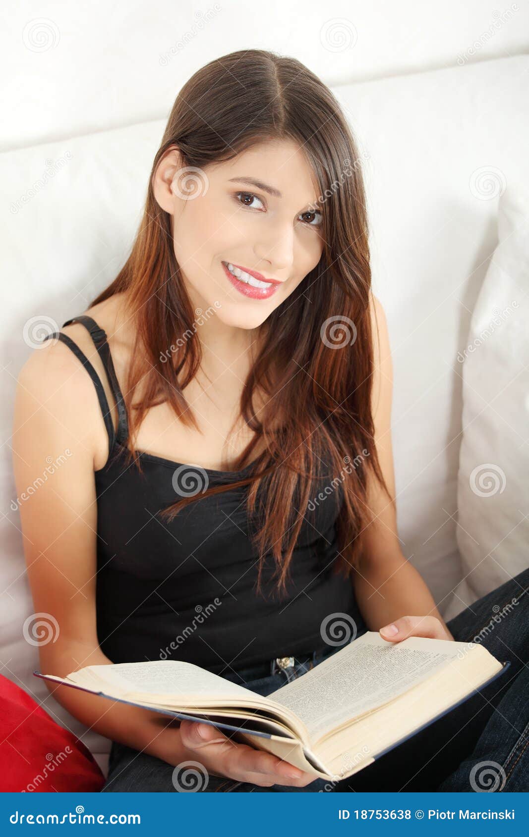 Beautiful Woman Reading a Book Stock Photo - Image of home, female ...