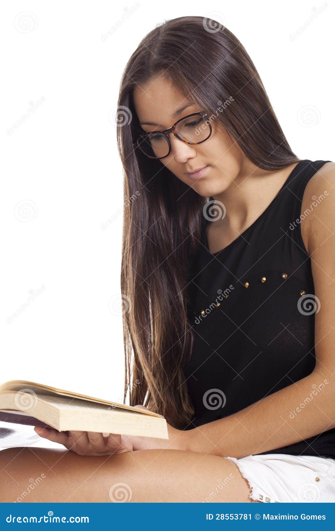 Beautiful Woman Reading a Book Stock Image - Image of adult, college ...