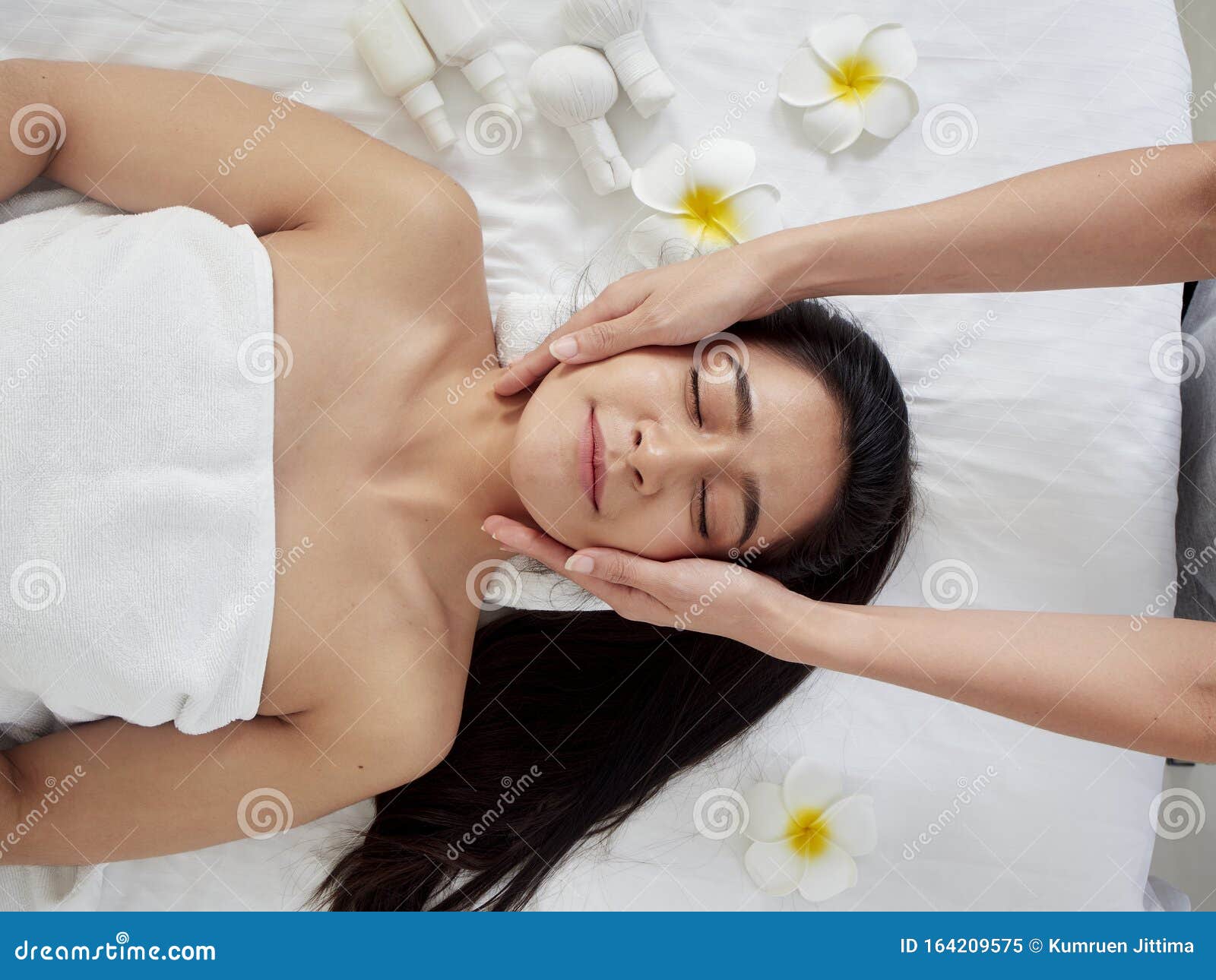 Beautiful Woman Receiving Facial Massage In Spa Stock Image Image Of