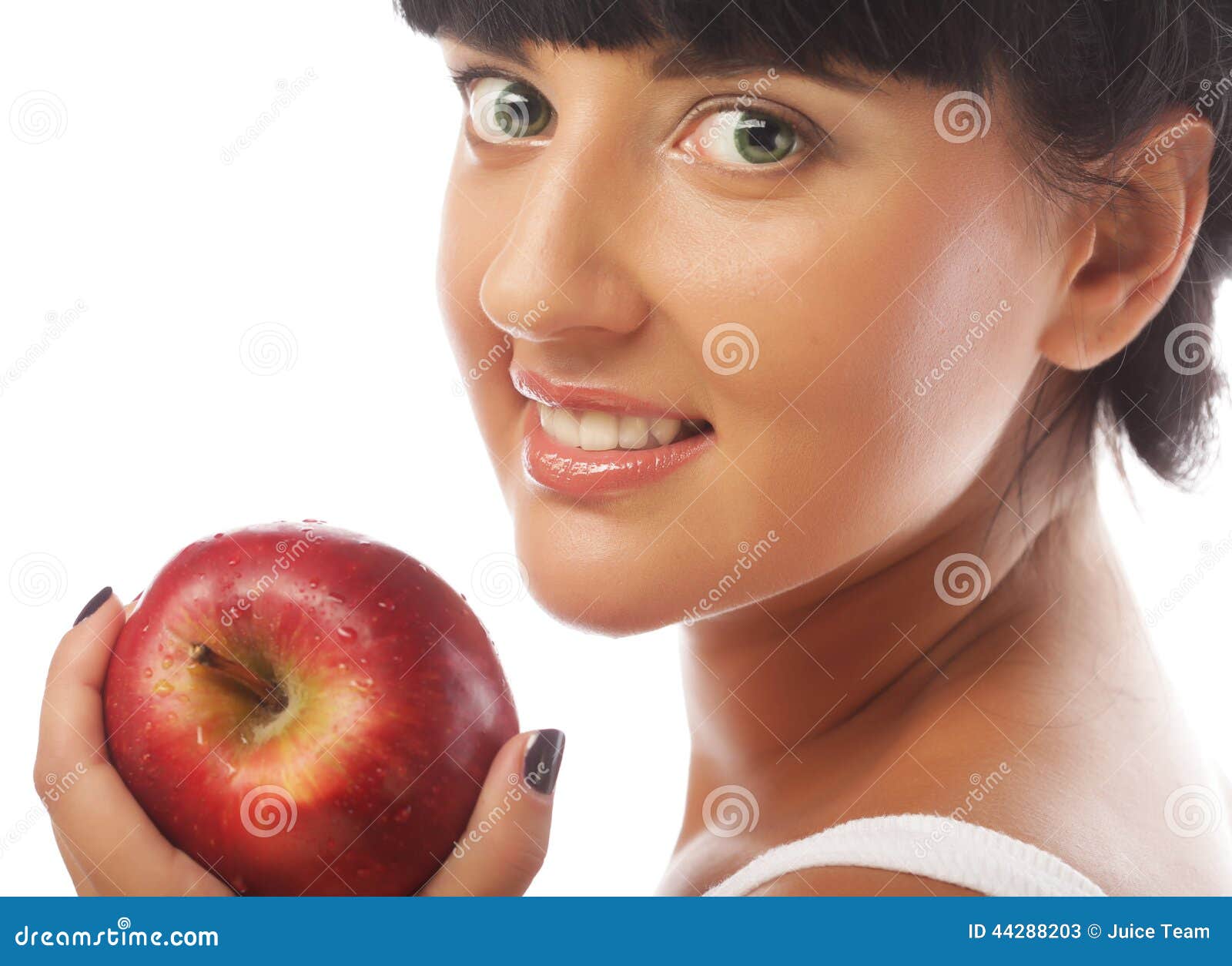 Beautiful Woman with Red Apple Stock Image - Image of nutrition ...