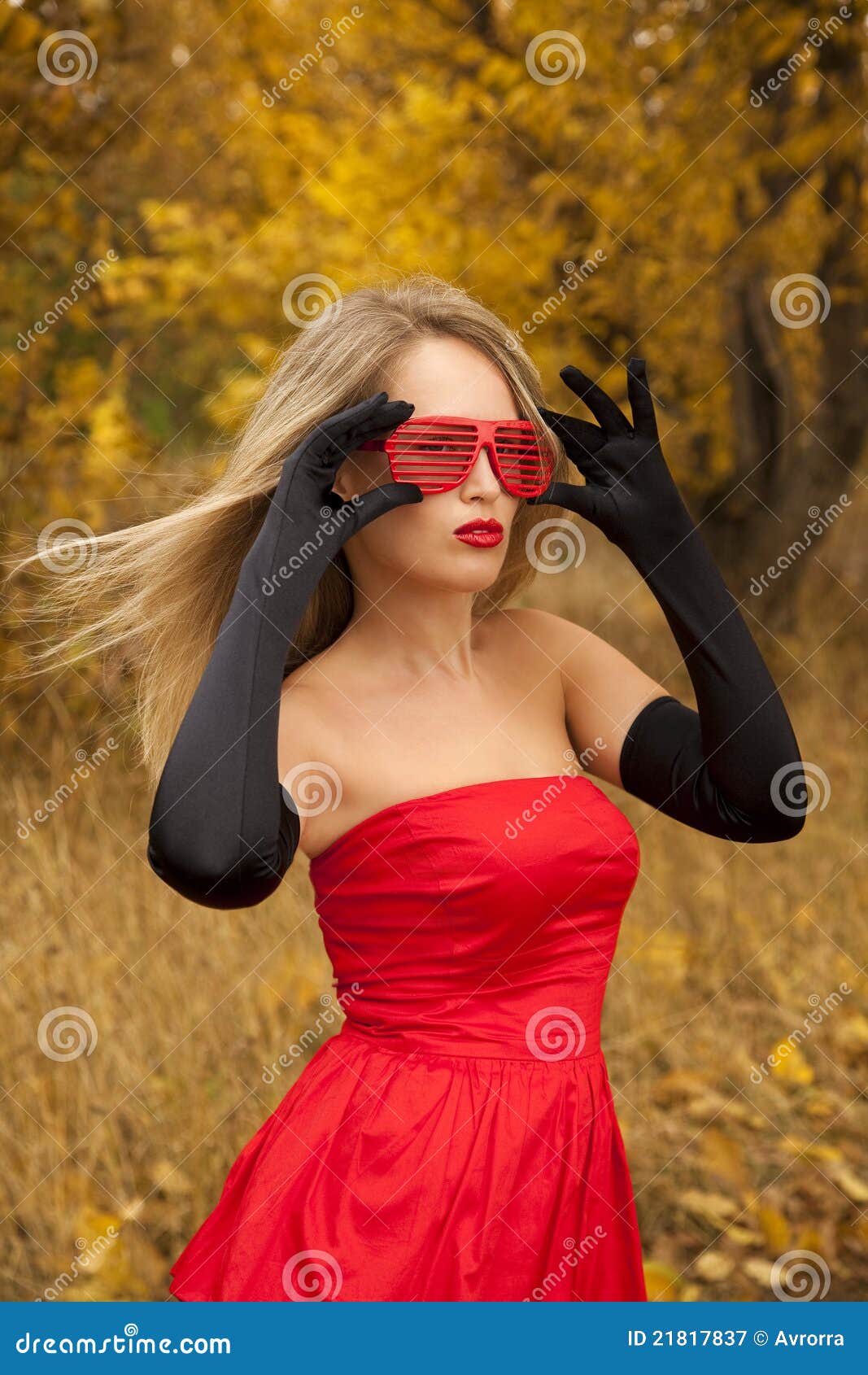 Beautiful Woman in Red Dress Stock Image - Image of sunshine, natural ...