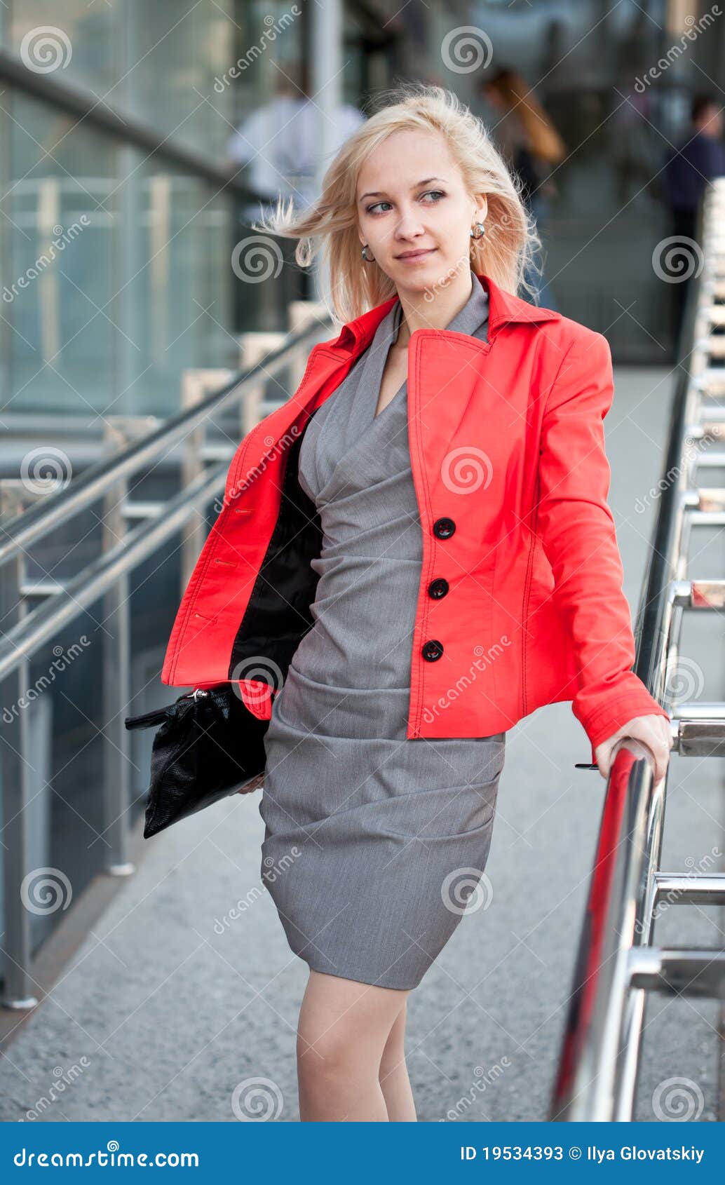 Beautiful Woman in Red Jacket Stock Image - Image of pretty, dreaming ...