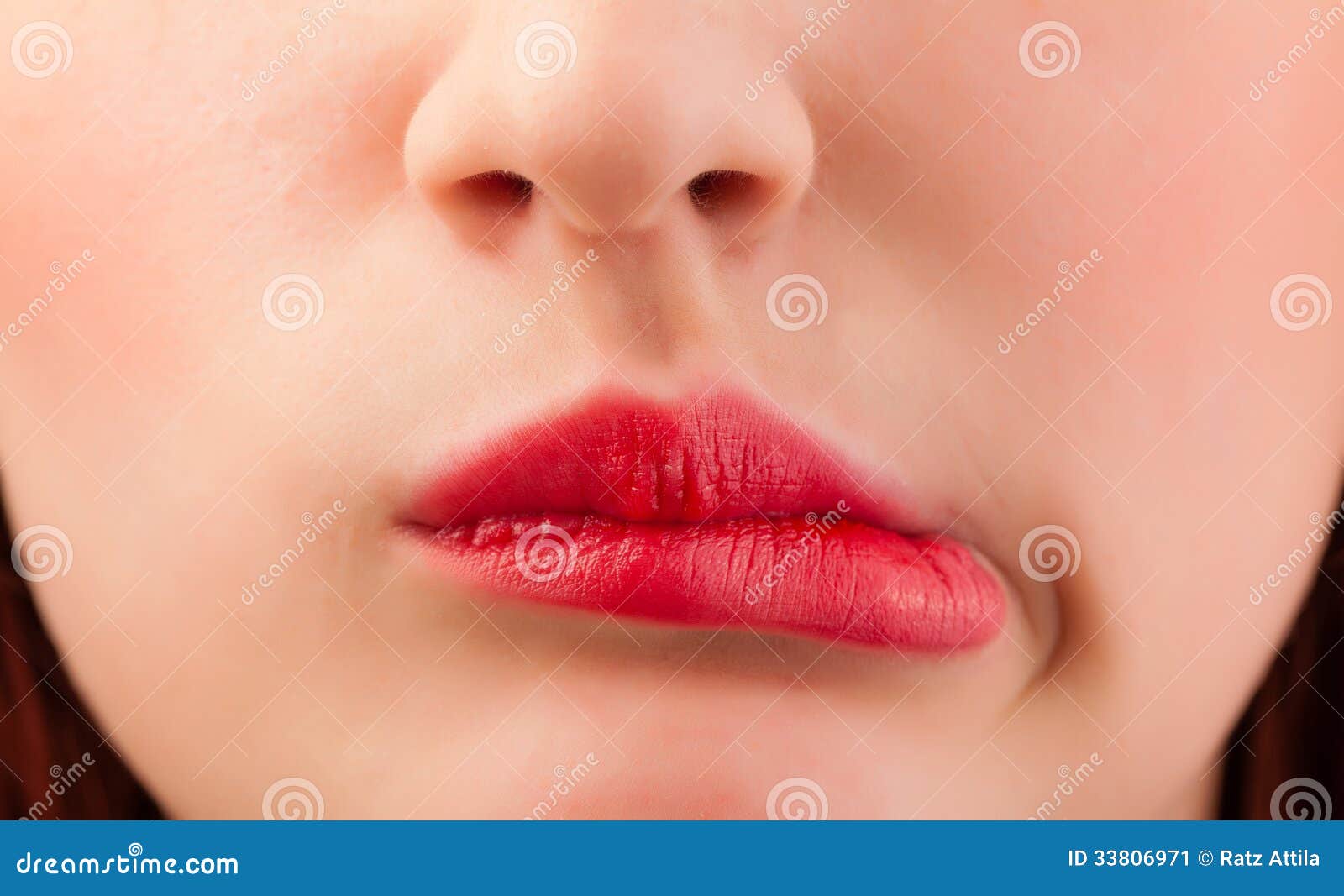 Beautiful Woman Red Lips Close Up Stock Image - Image of female ...