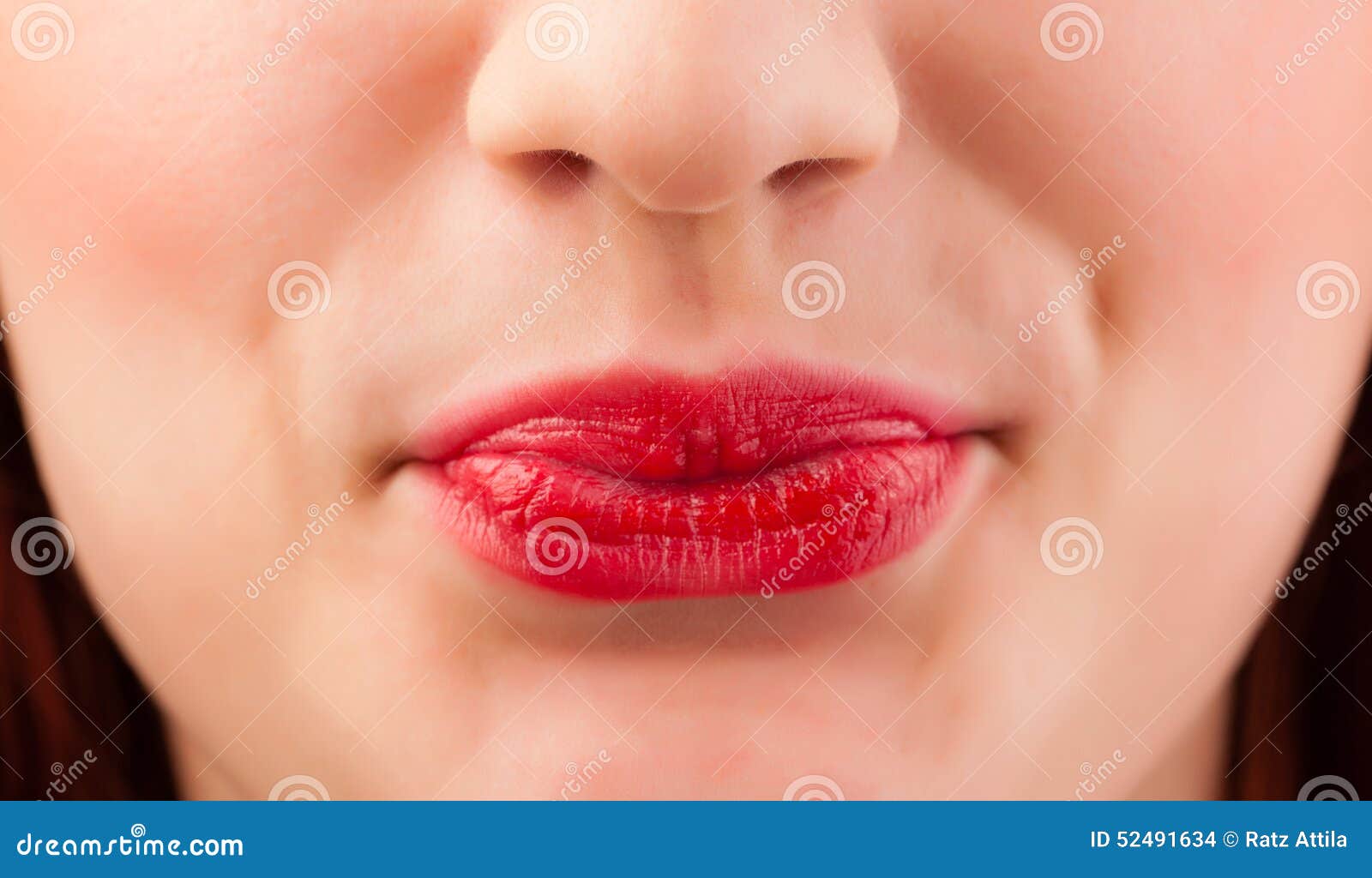 Beautiful Woman Red Lips Close Up Stock Photo - Image of care, closeup ...