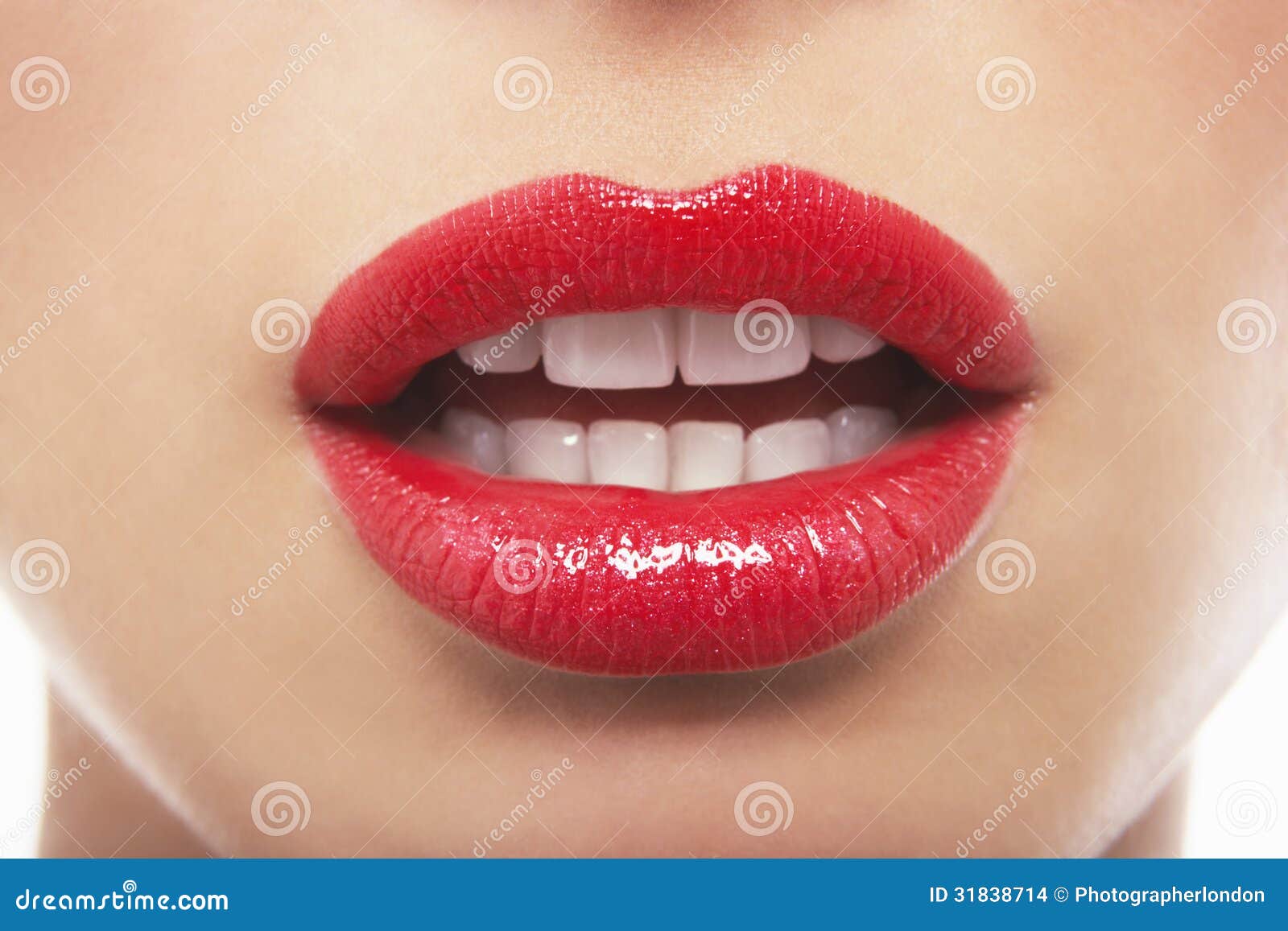 Beautiful Woman with Red Lips Stock Photo - Image of lipstick, closeup ...