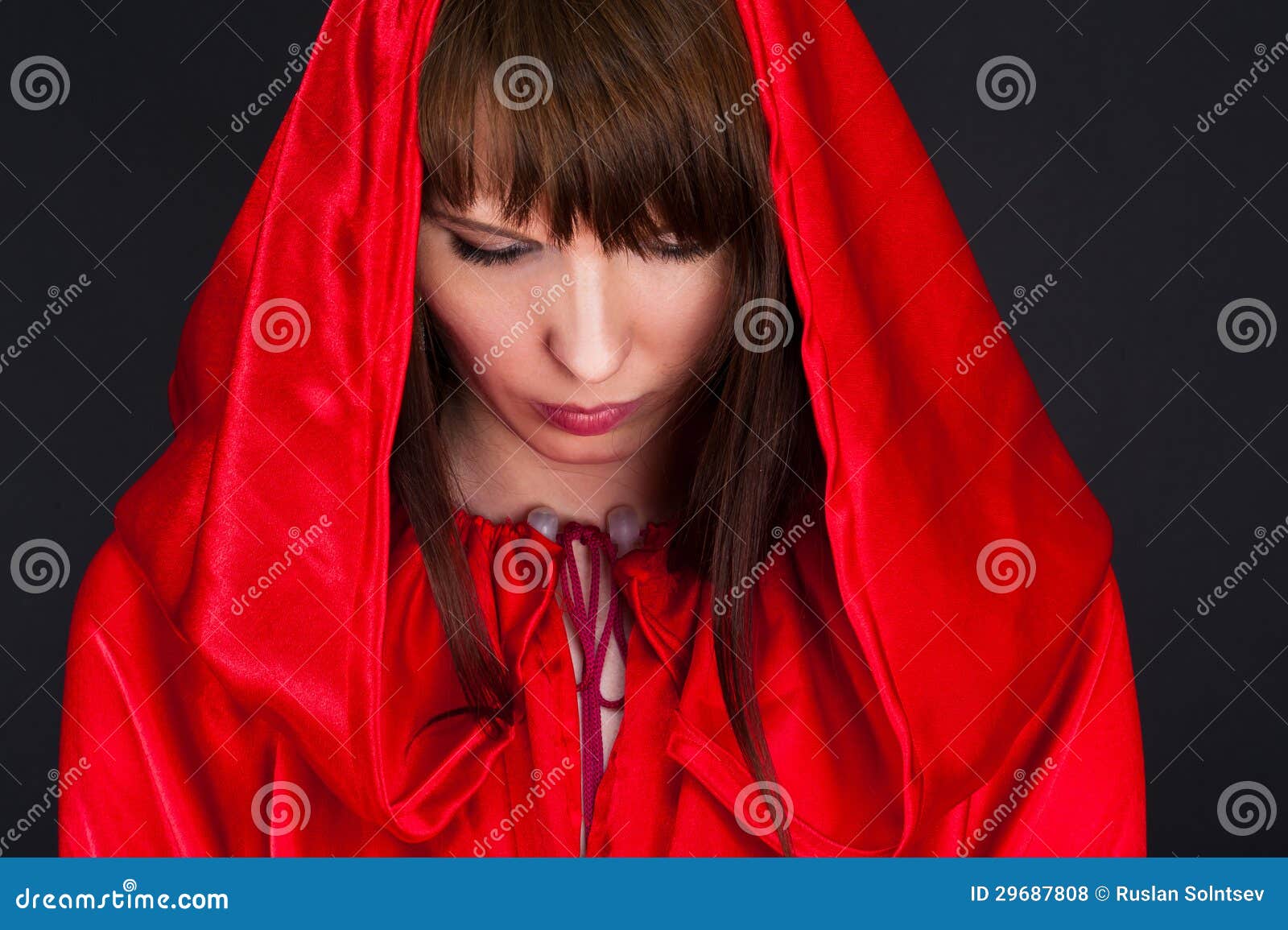 Beautiful Woman in a Red Robe Stock Photo - Image of isolated, humility ...