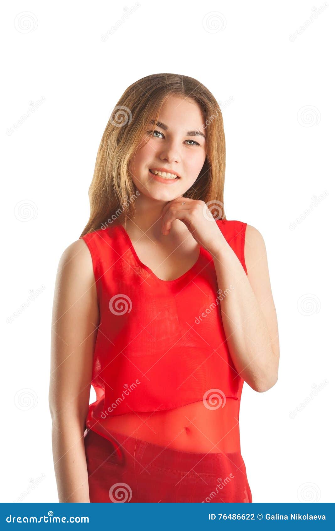 Beautiful woman in red stock photo. Image of close, business - 76486622