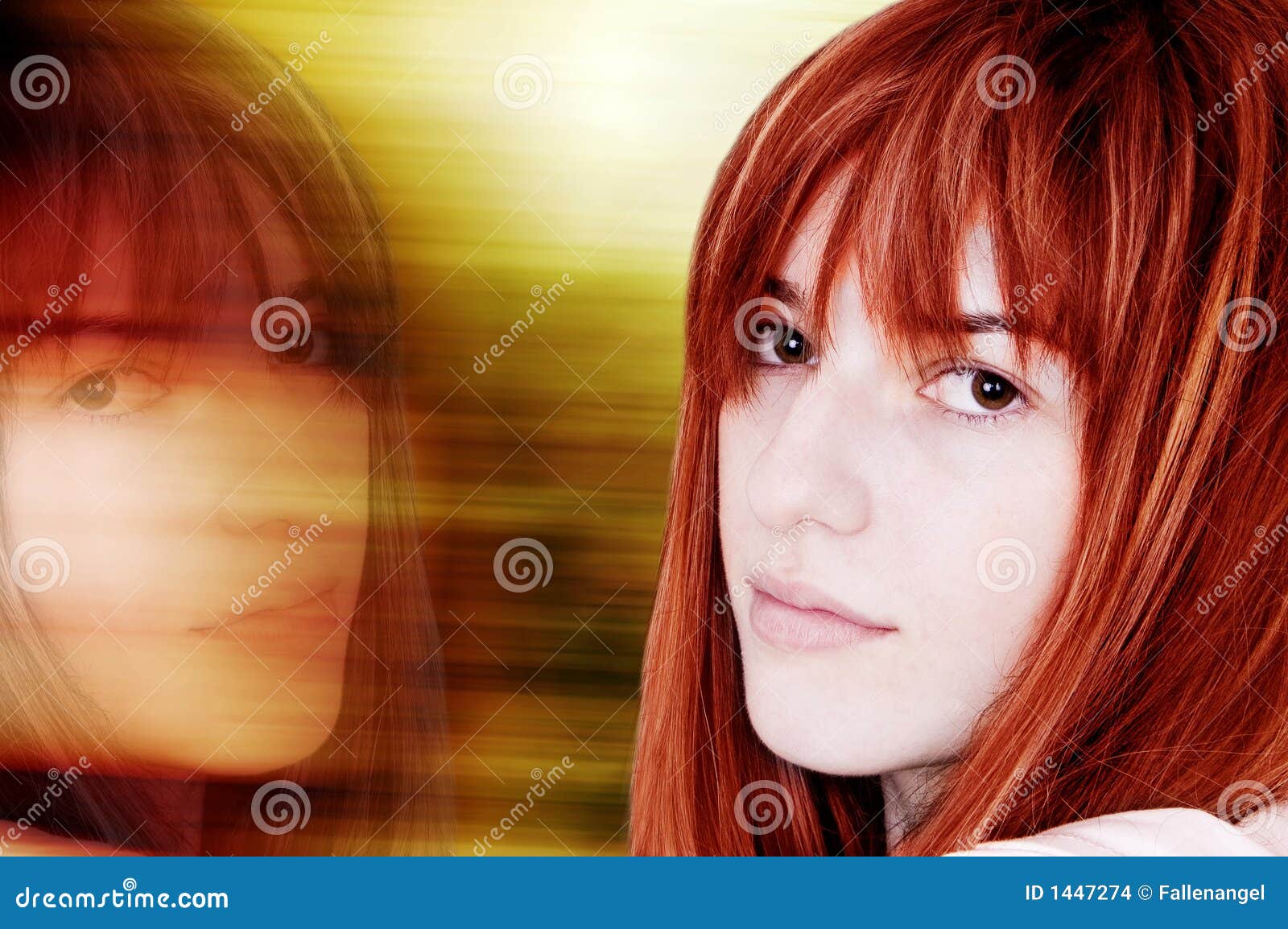 Beautiful woman reflection stock photo. Image of beauty - 1447274