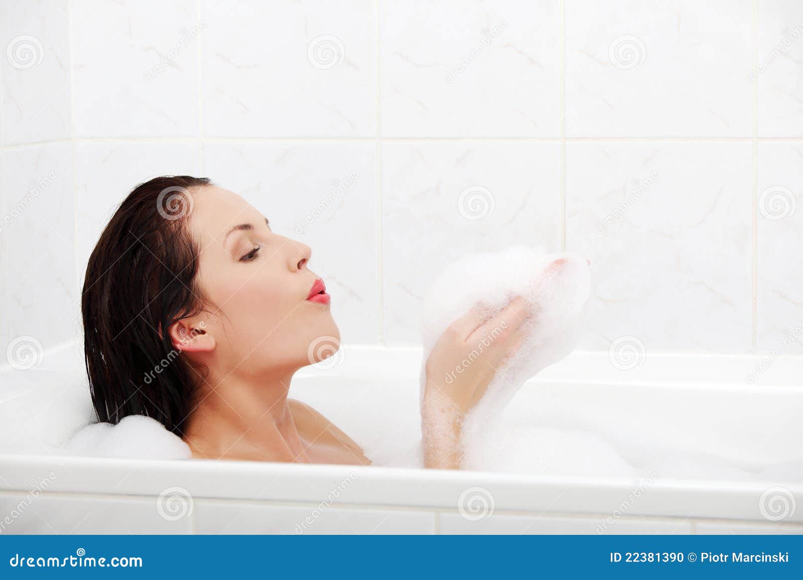 Beautiful Woman Relaxing during the Bath. Stock Photo - Image of ...
