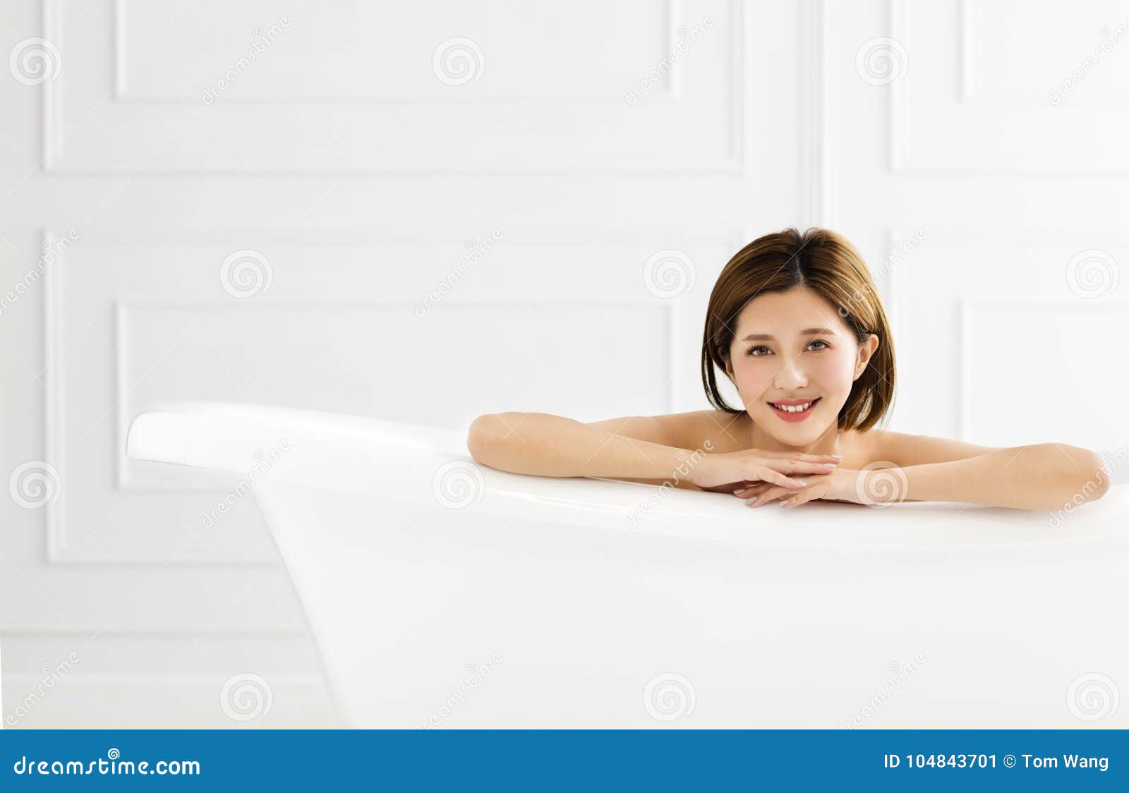 Beautiful Woman Relaxing In Bathtub Stock Image Image Of Asian