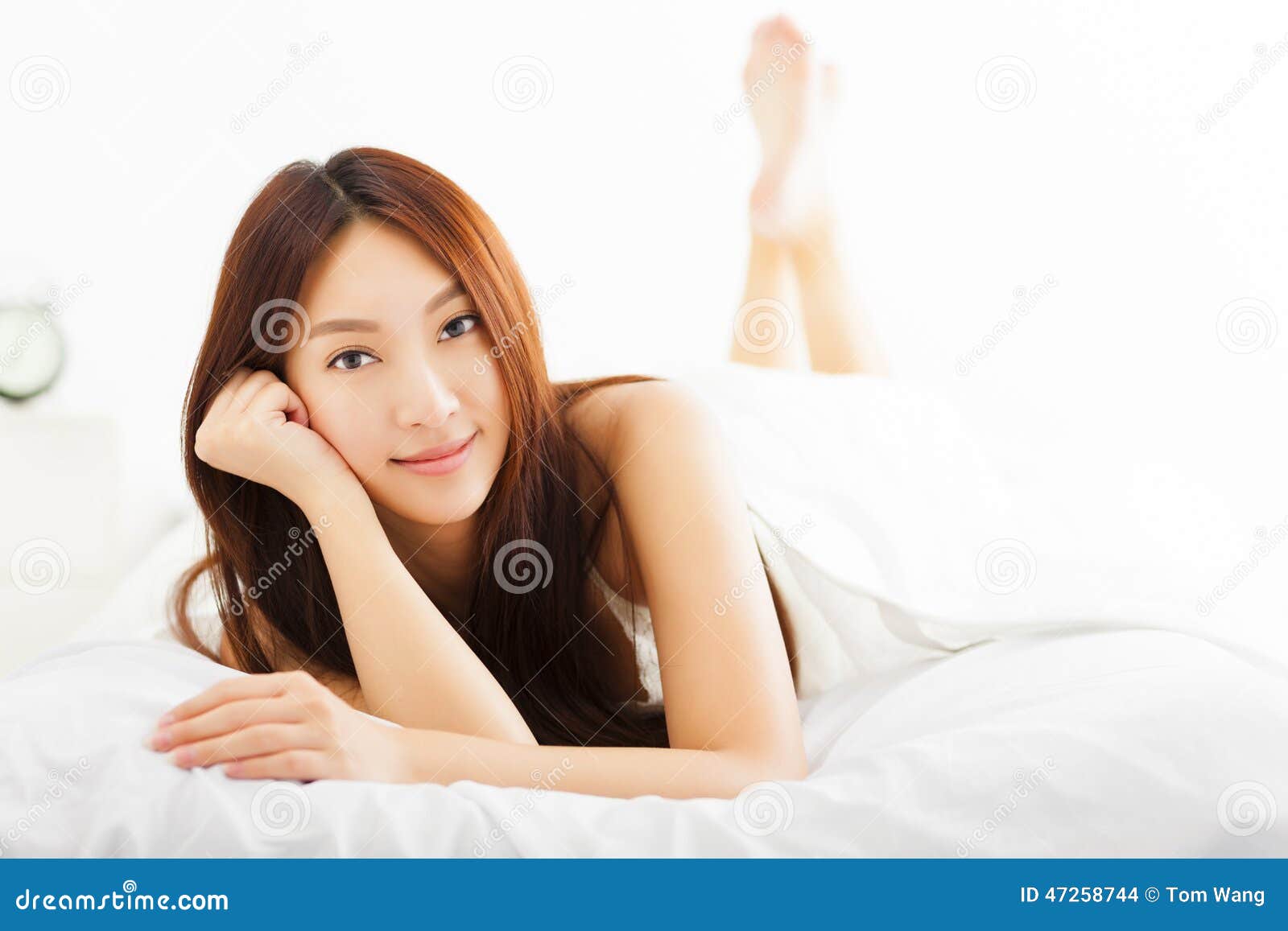 Beautiful Woman Relaxing on the Bed Stock Photo - Image of asleep ...