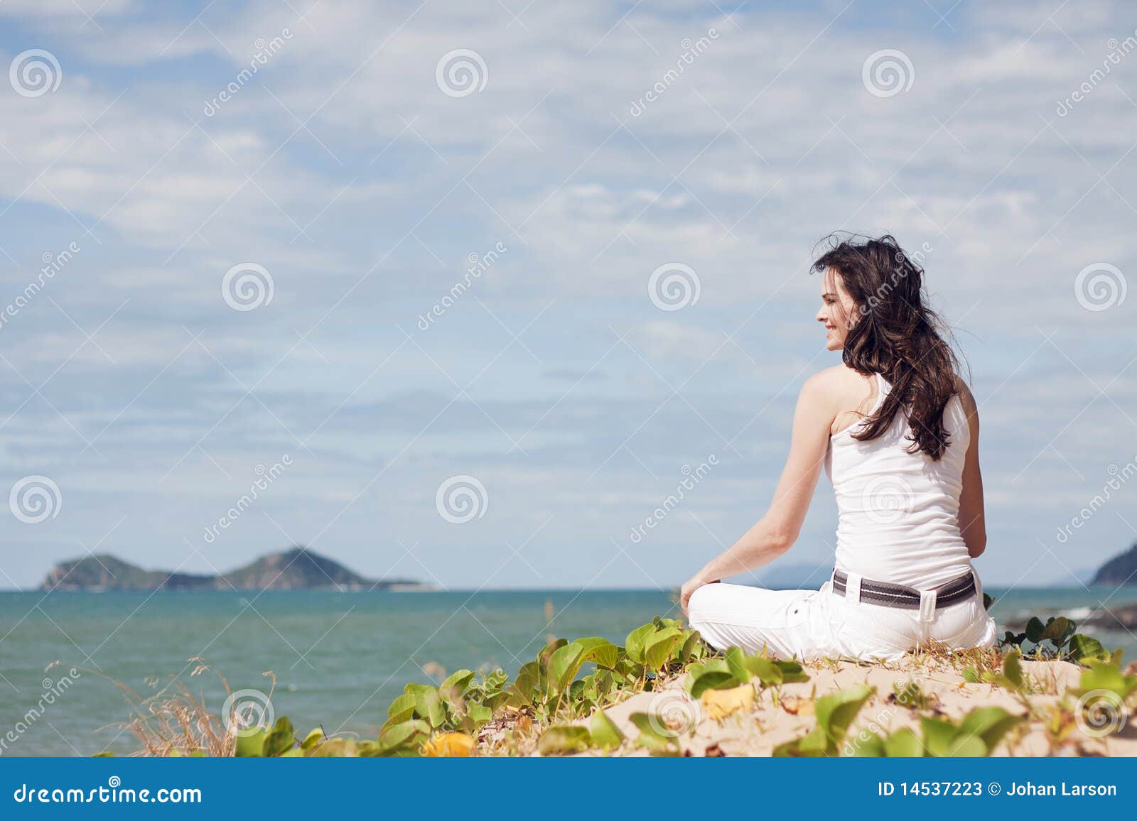 Beautiful Woman Relaxing on Tropical Beach Stock Image - Image of ...