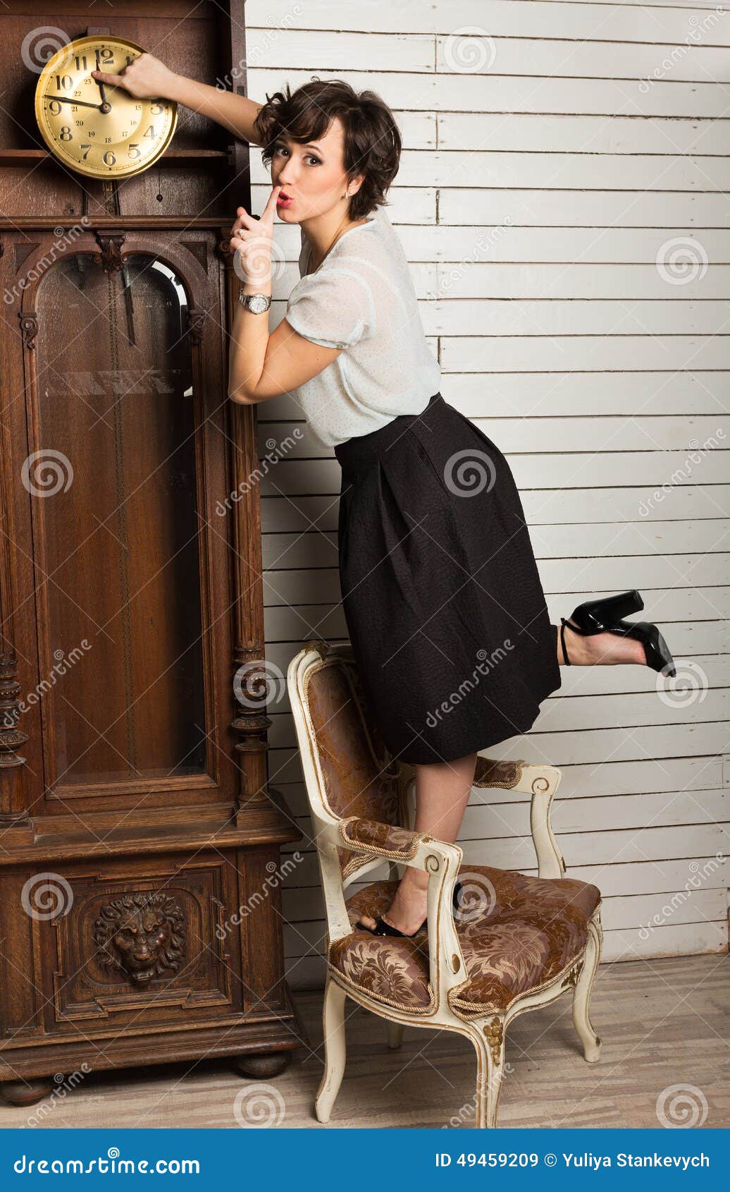 Beautiful Woman Rewinding Clock Stock Photos - Free & Royalty-Free ...